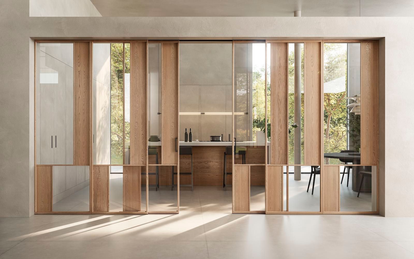 NOI VELOPA Wood and glass sliding door By GAROFOLI