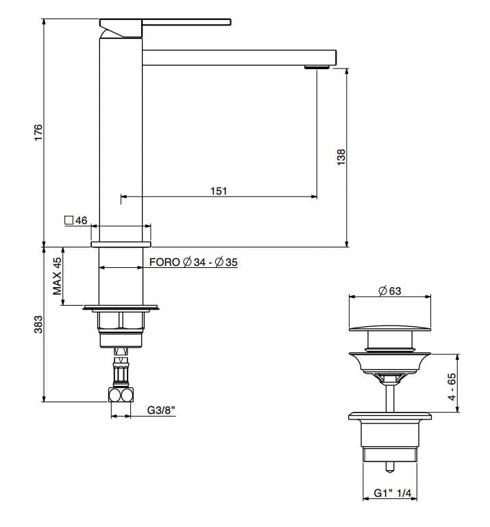 COLOR CUBE 8544-85 Misturador para lavatório de bancada com 1 furo By ...