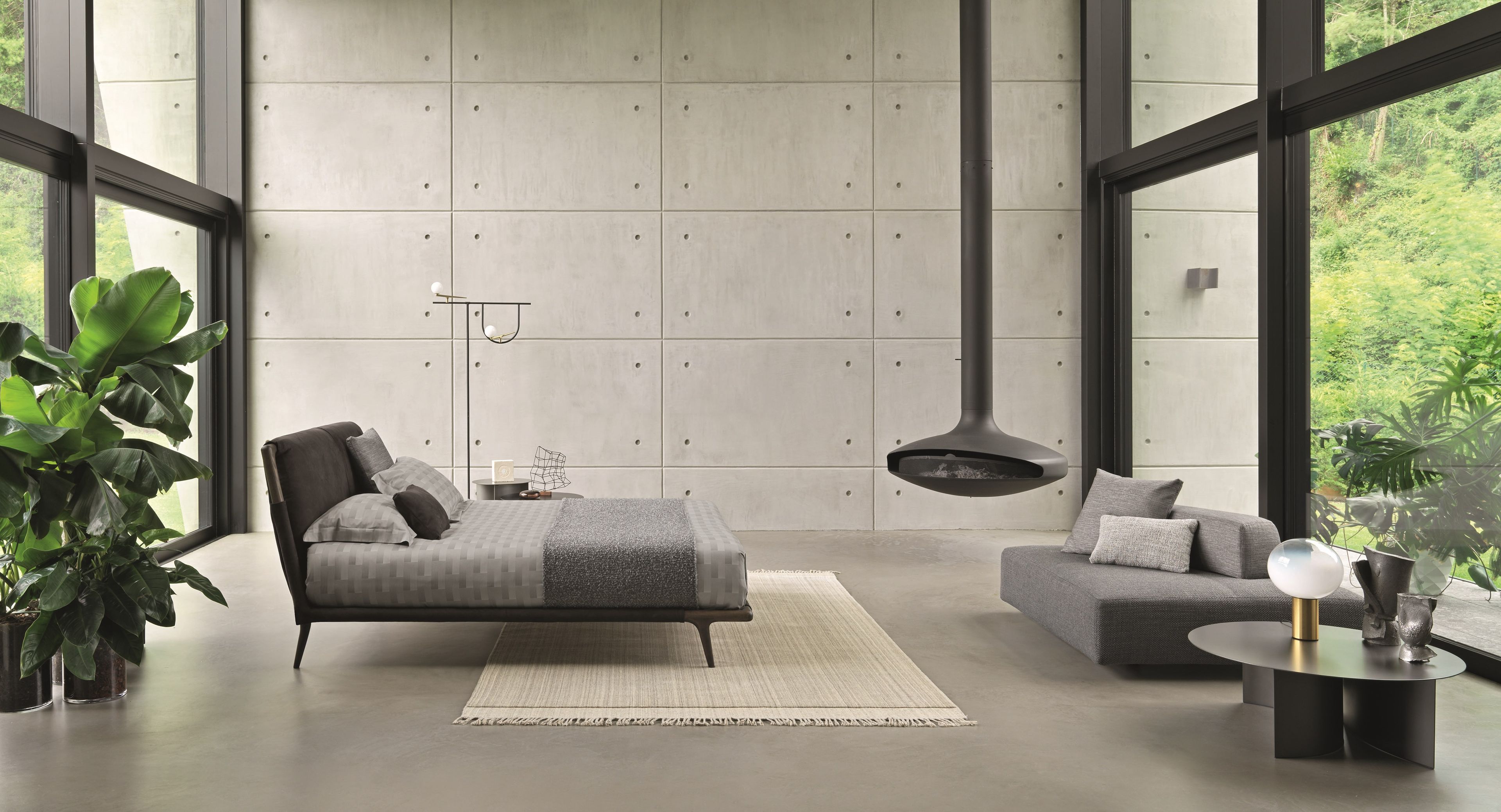 GAUDÍ Double bed with upholstered headboard By Flou