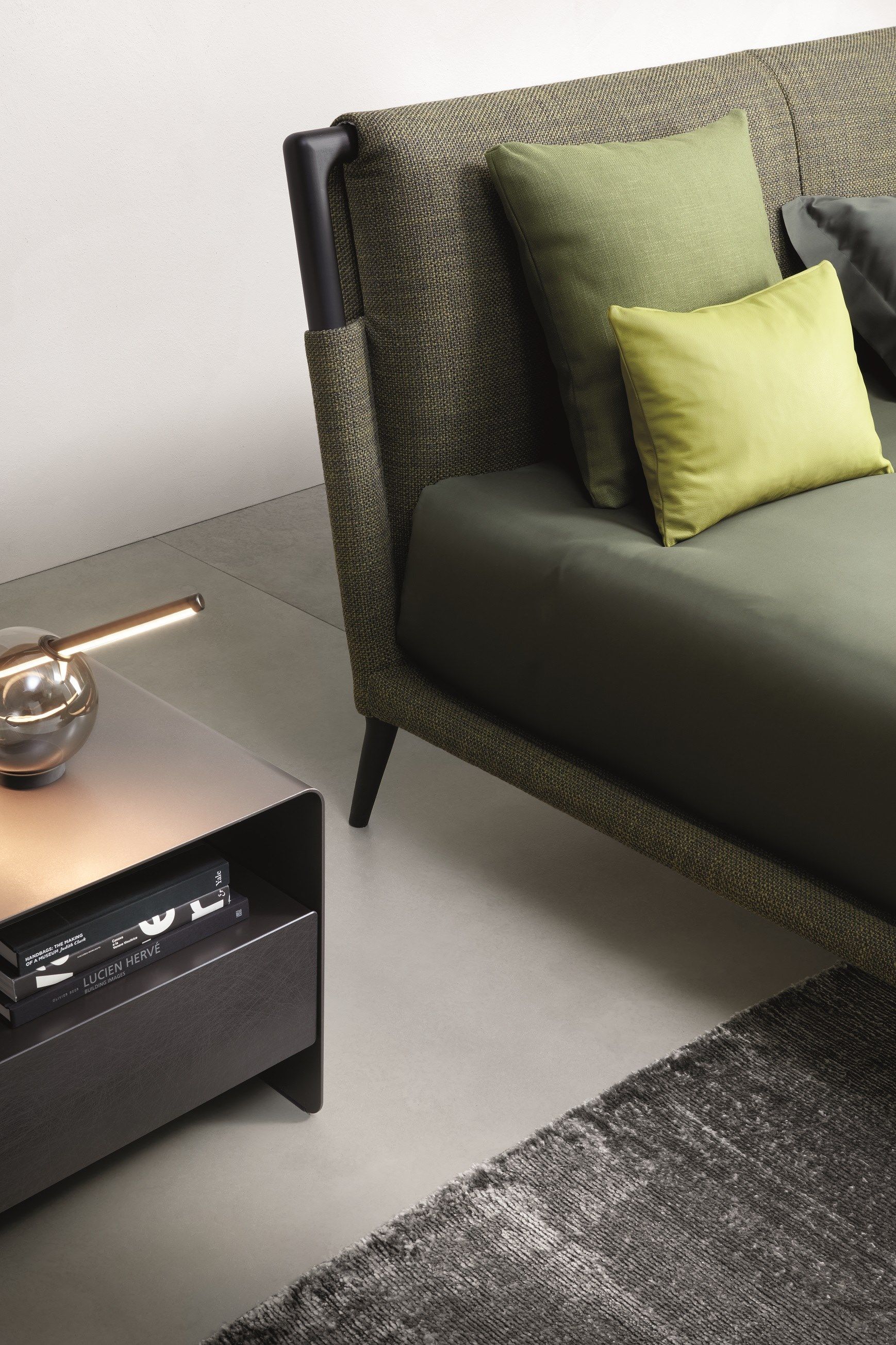 GAUDÍ Double bed with upholstered headboard By Flou