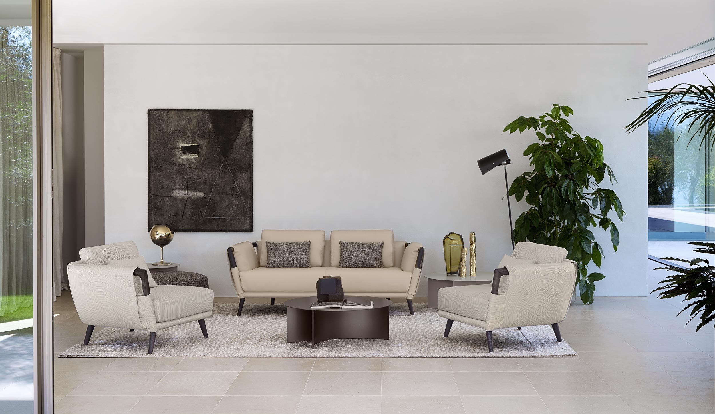GAUDÍ 2 seater fabric sofa with removable cover By Flou