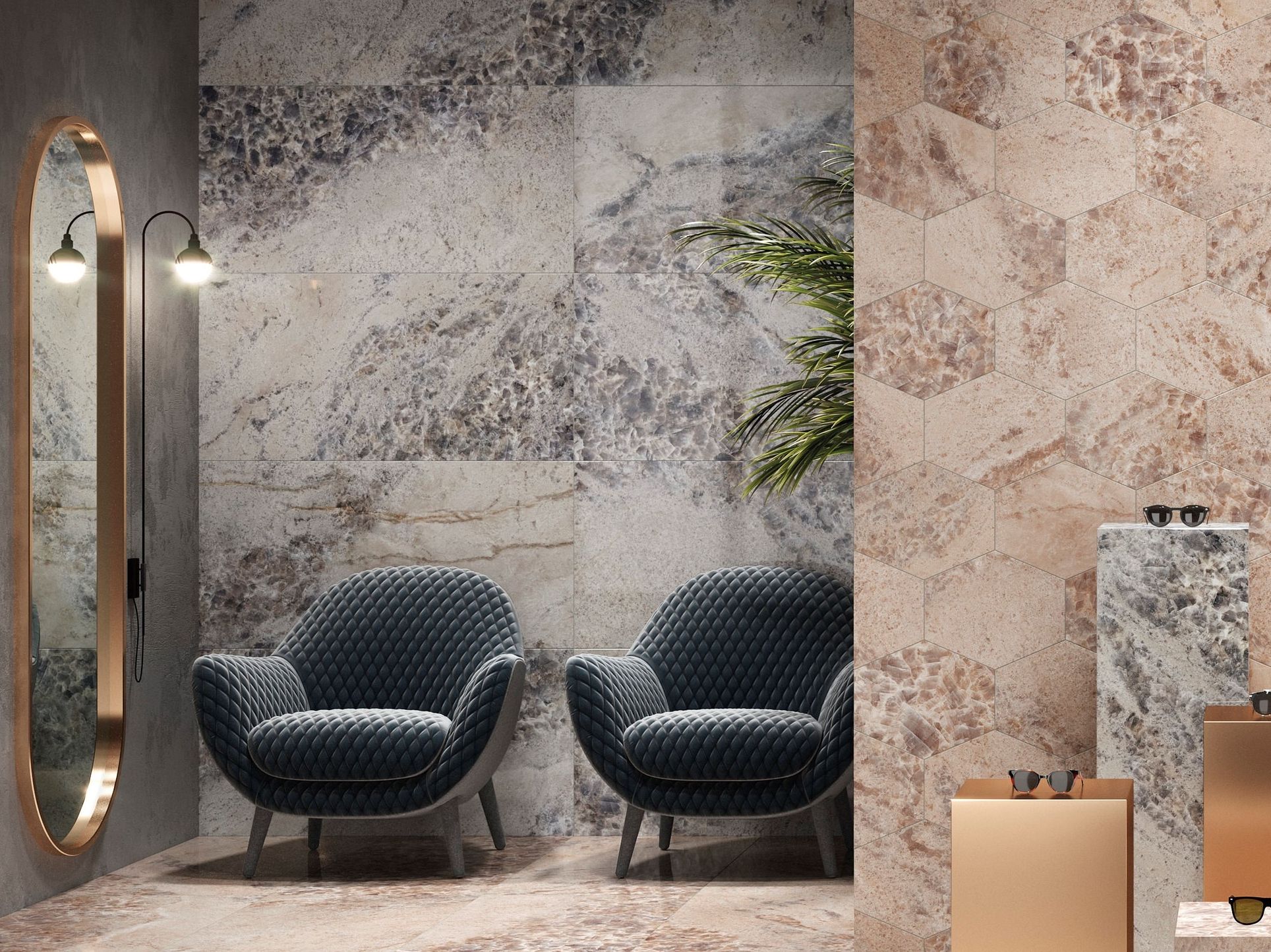 SELECT - GEM VIOLET Porcelain stoneware wall/floor tiles with marble ...