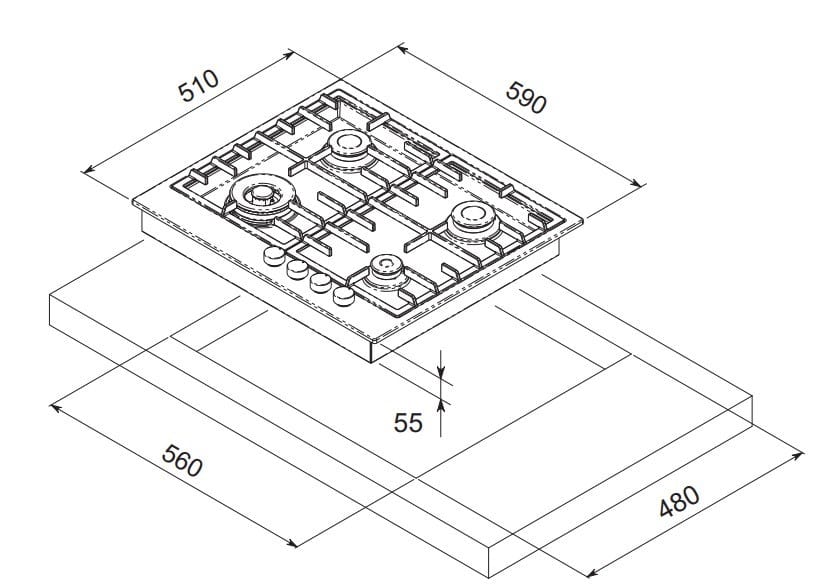 GENESI Built-in stainless steel hob By Steel