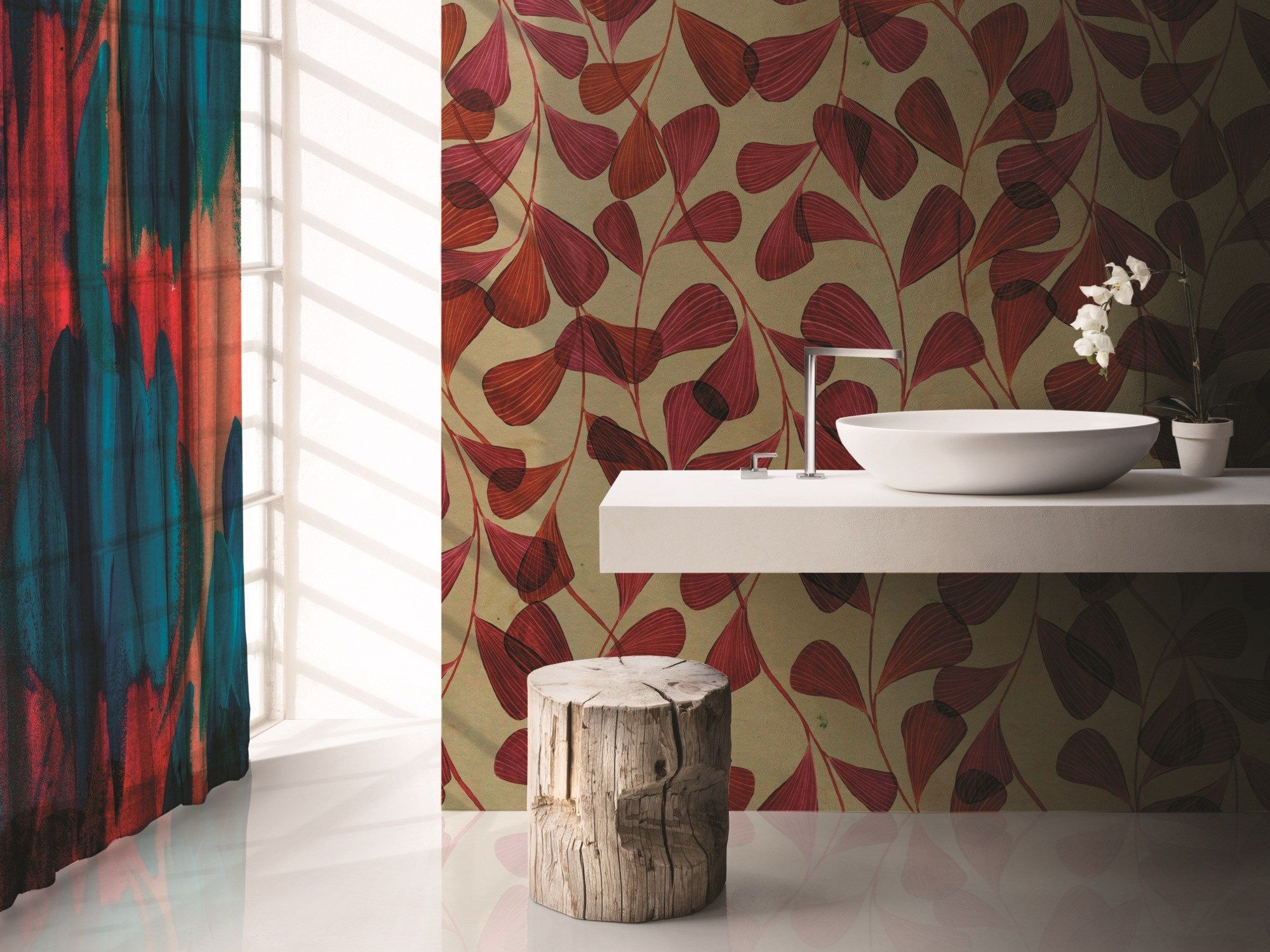 Tessuto tesato in taffetà con motivi floreali per tende GEORGETTE ...