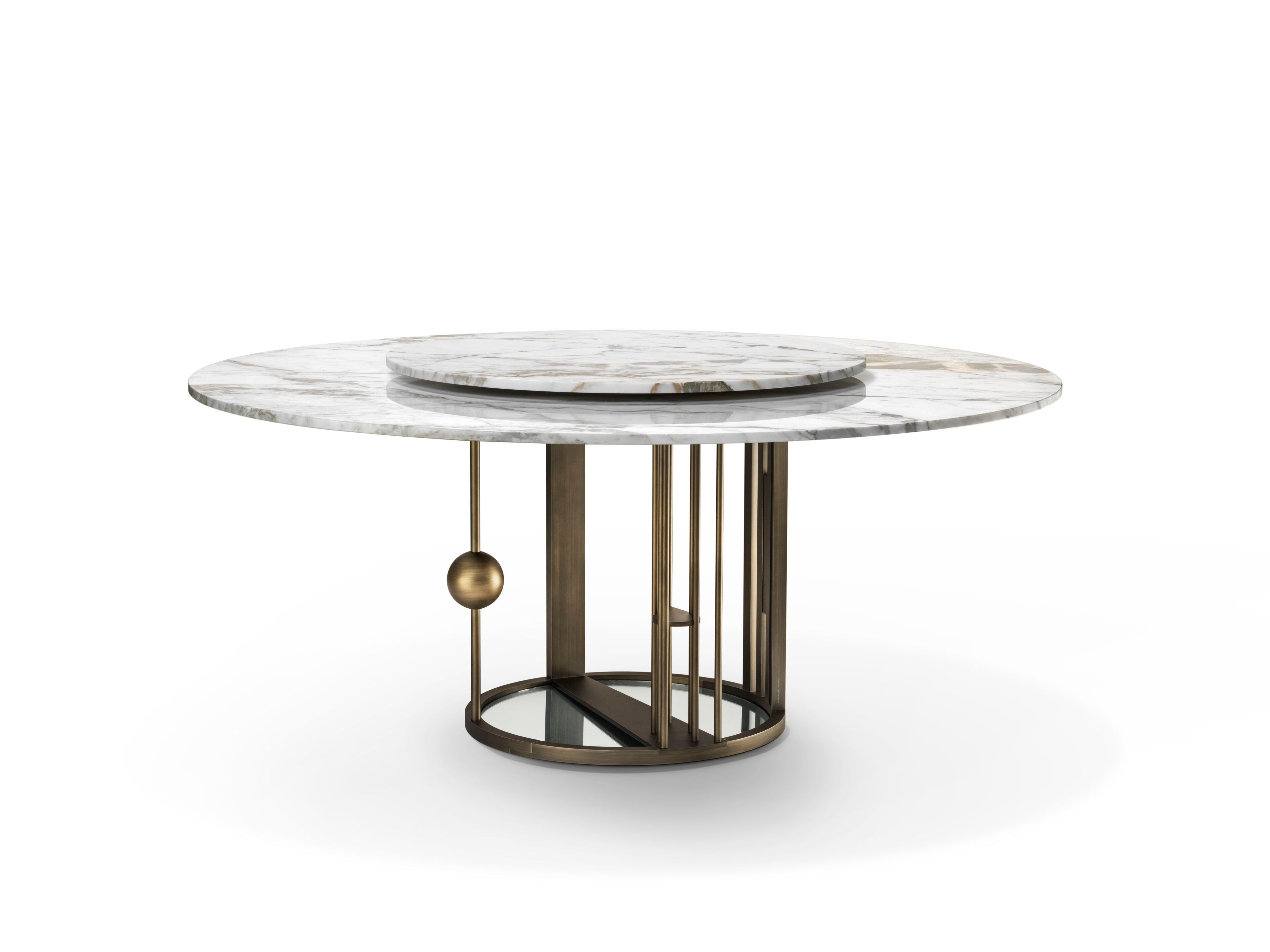 MERLINO Round marble table with brass structure By GHIDINI1961