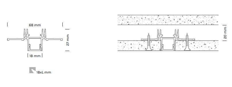 Aluminium linear lighting profile GHOST LINE 4011 Ghost Collection By Olev