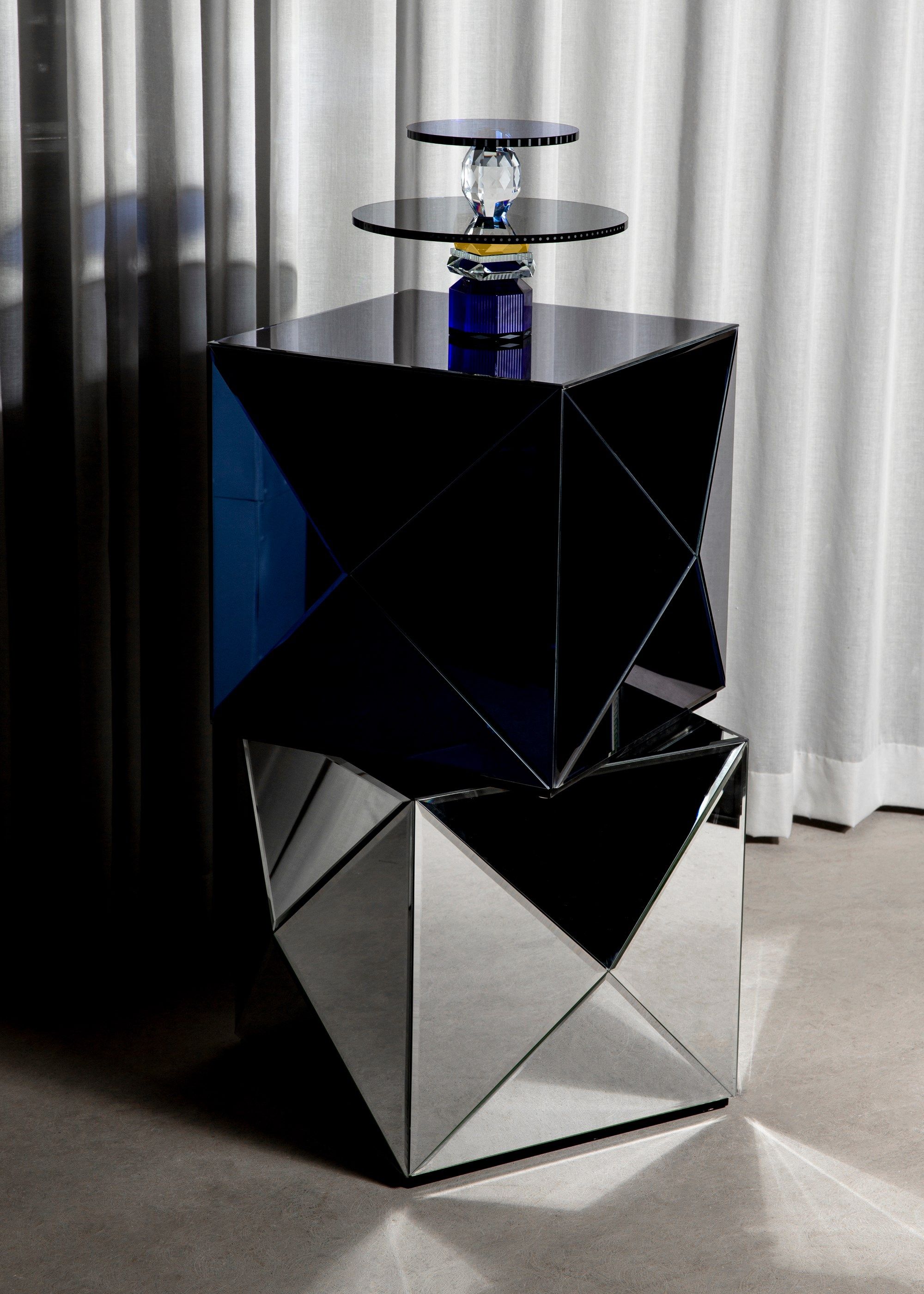 Square mirrored glass side table GLAM ROCK By Reflections Copenhagen