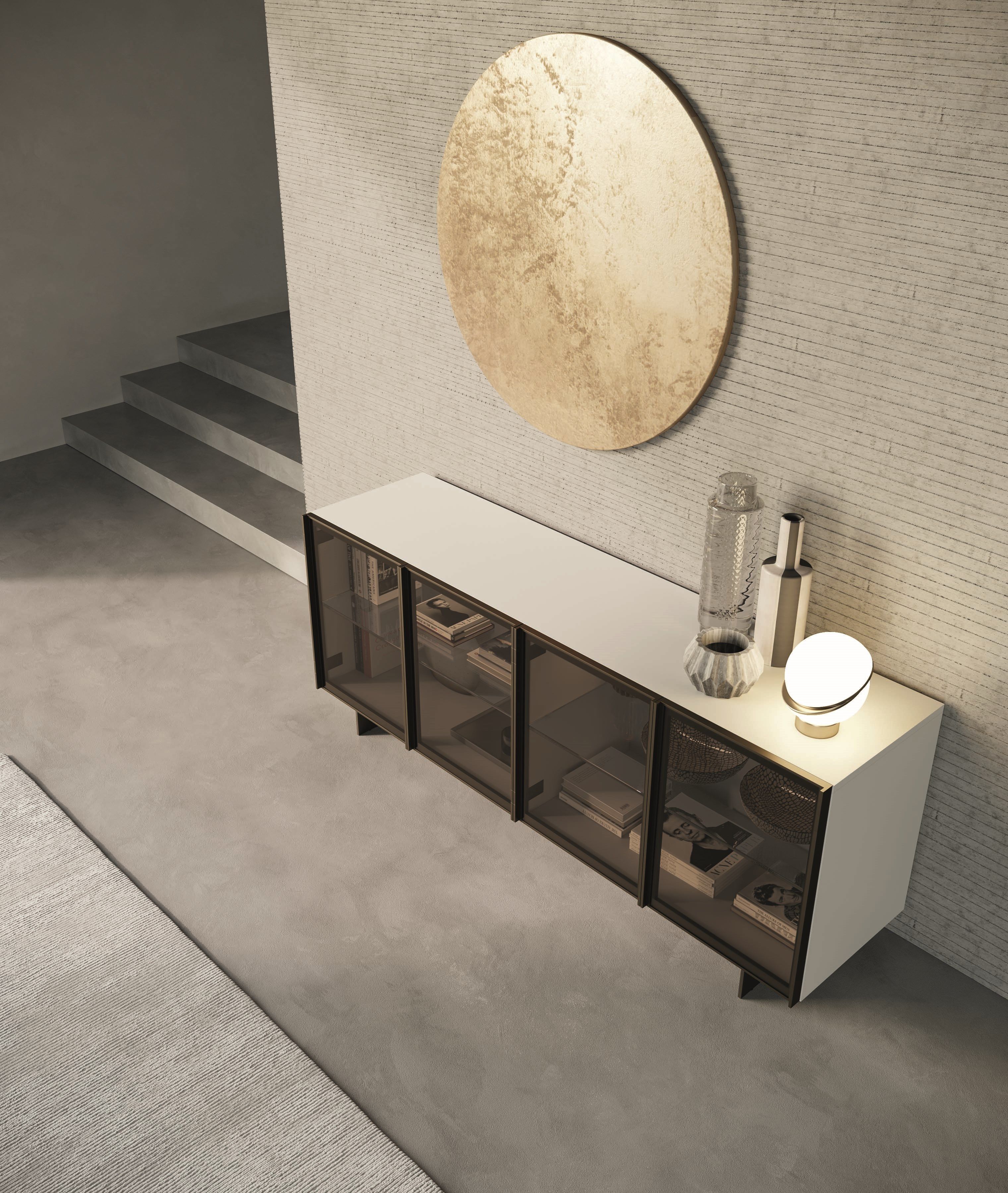 GLASS UP Glass sideboard with doors By Dall'Agnese