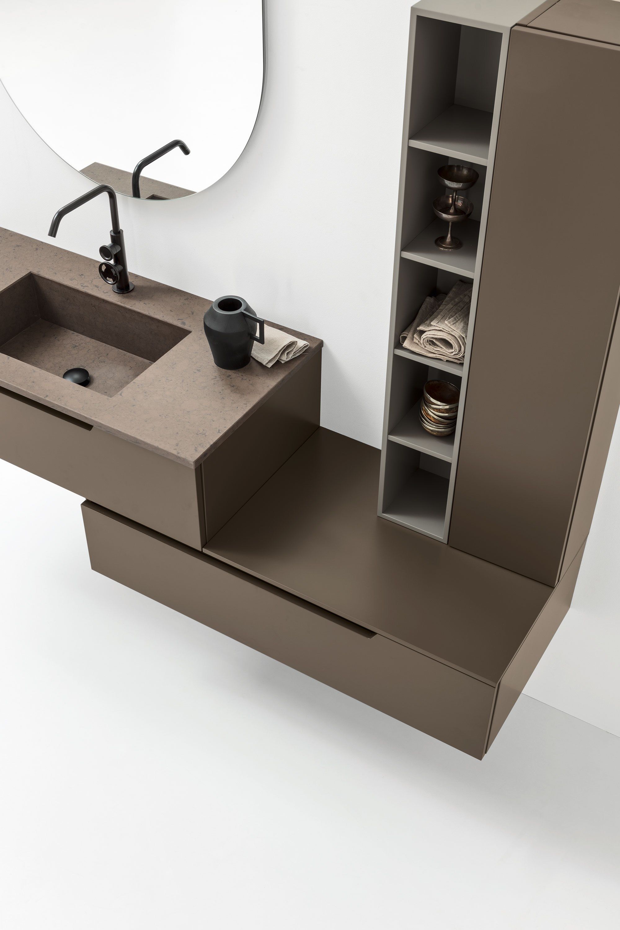 GOLD Sectional wall-mounted wooden vanity unit with drawers By Arcom