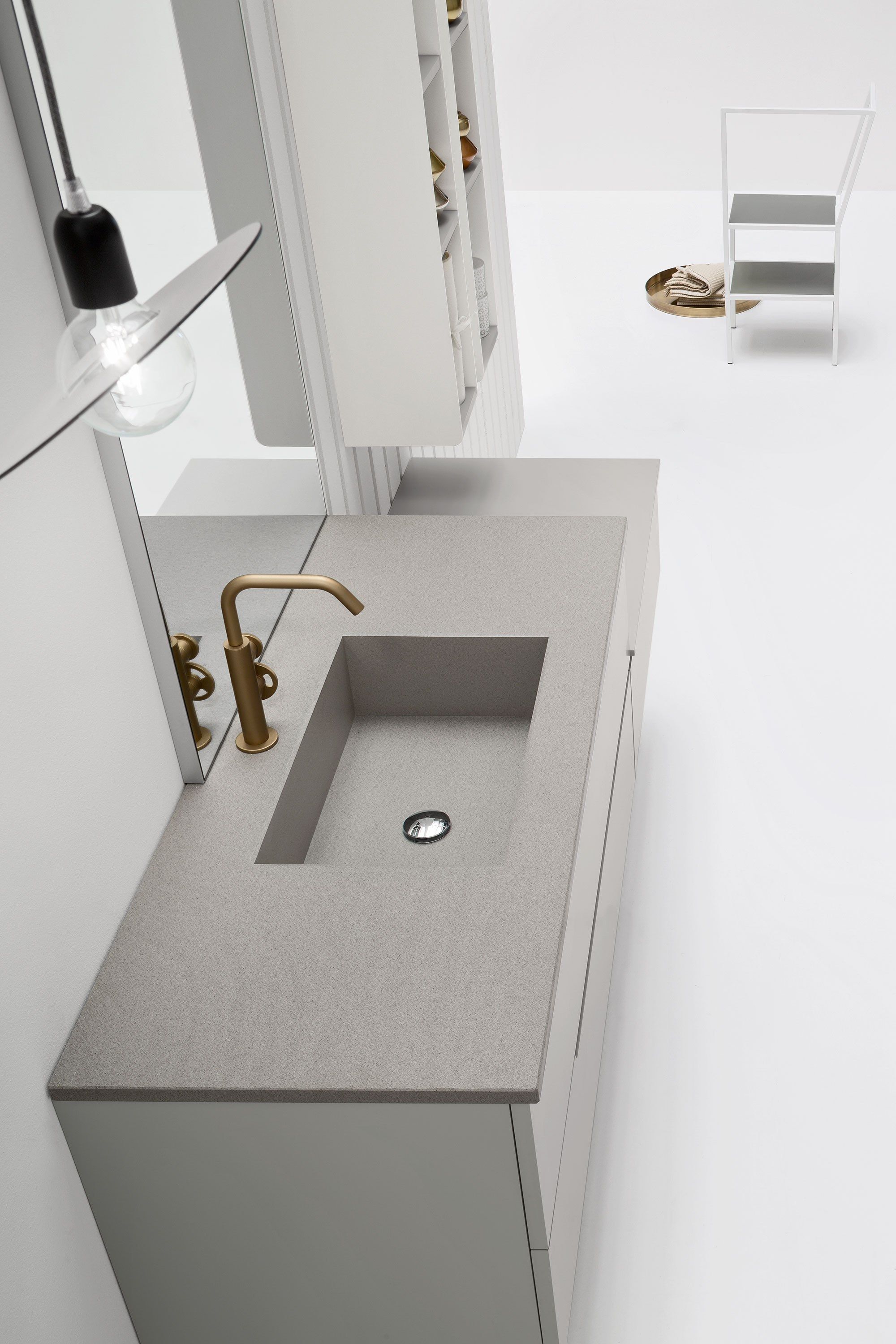 GOLD Sectional wall-mounted wooden vanity unit with drawers By Arcom