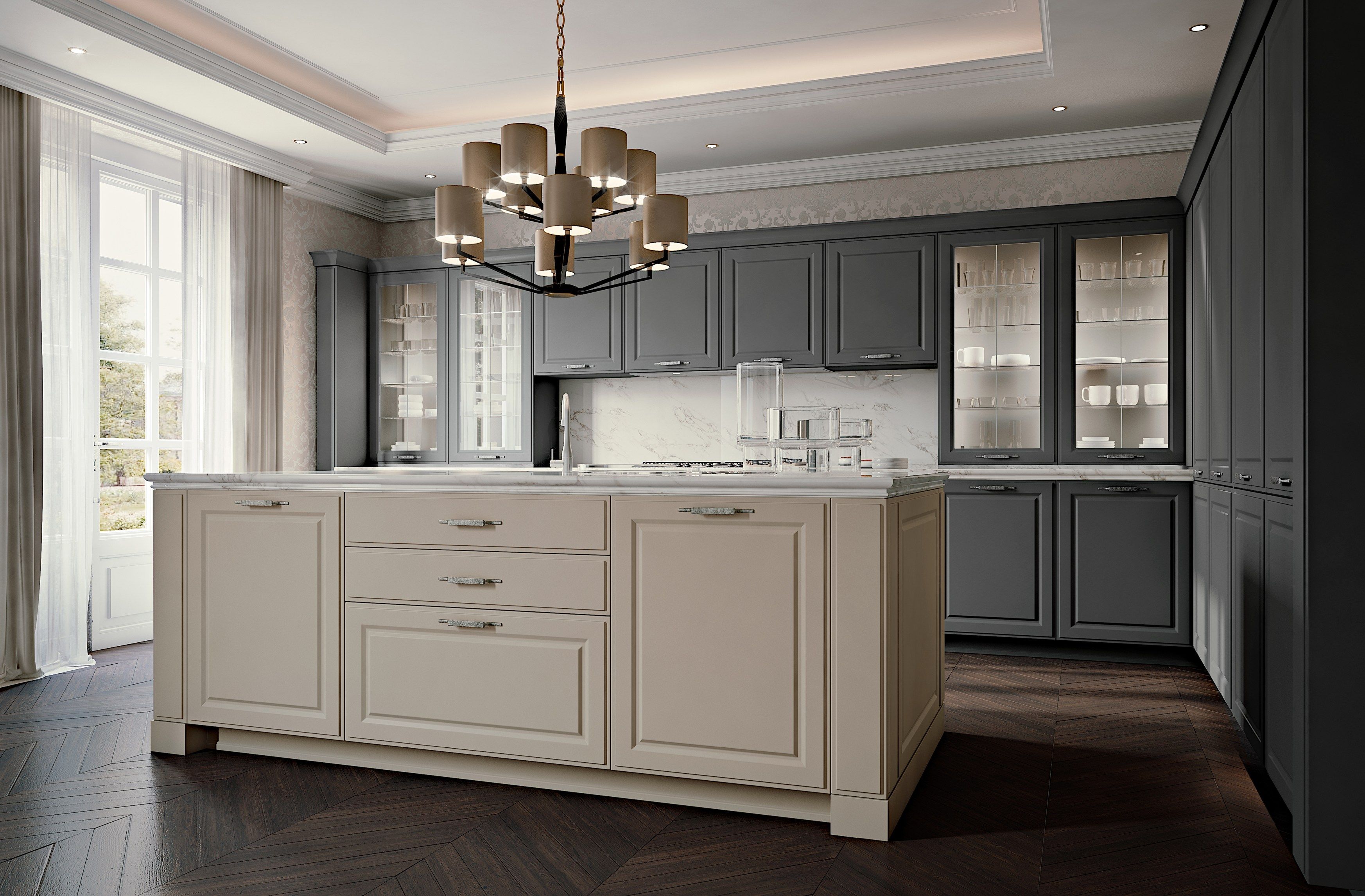 GONZAGA Fitted kitchen with island By SCIC