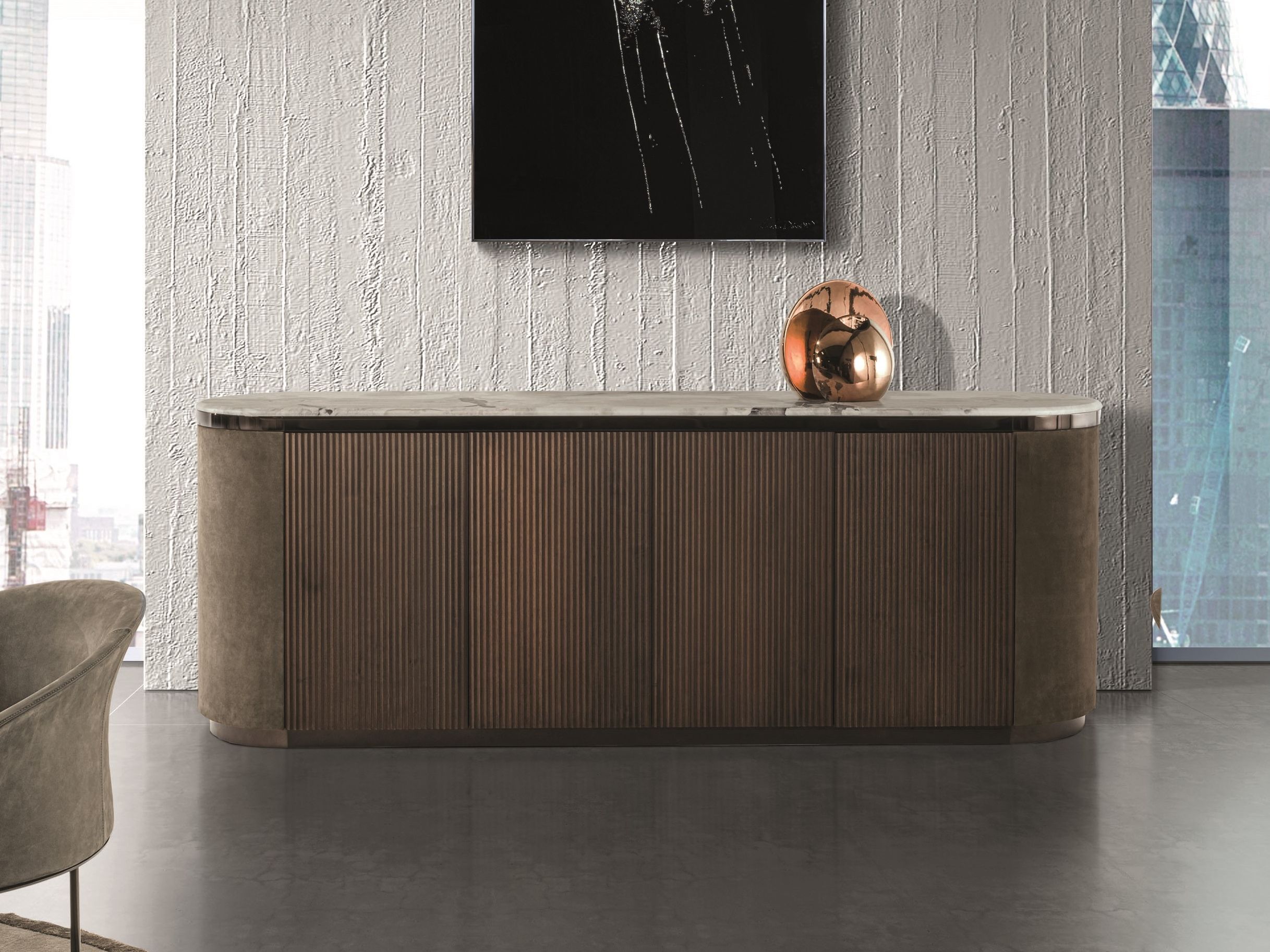 Solid wood sideboard GORDON WAVE By Longhi design Giuseppe Viganò