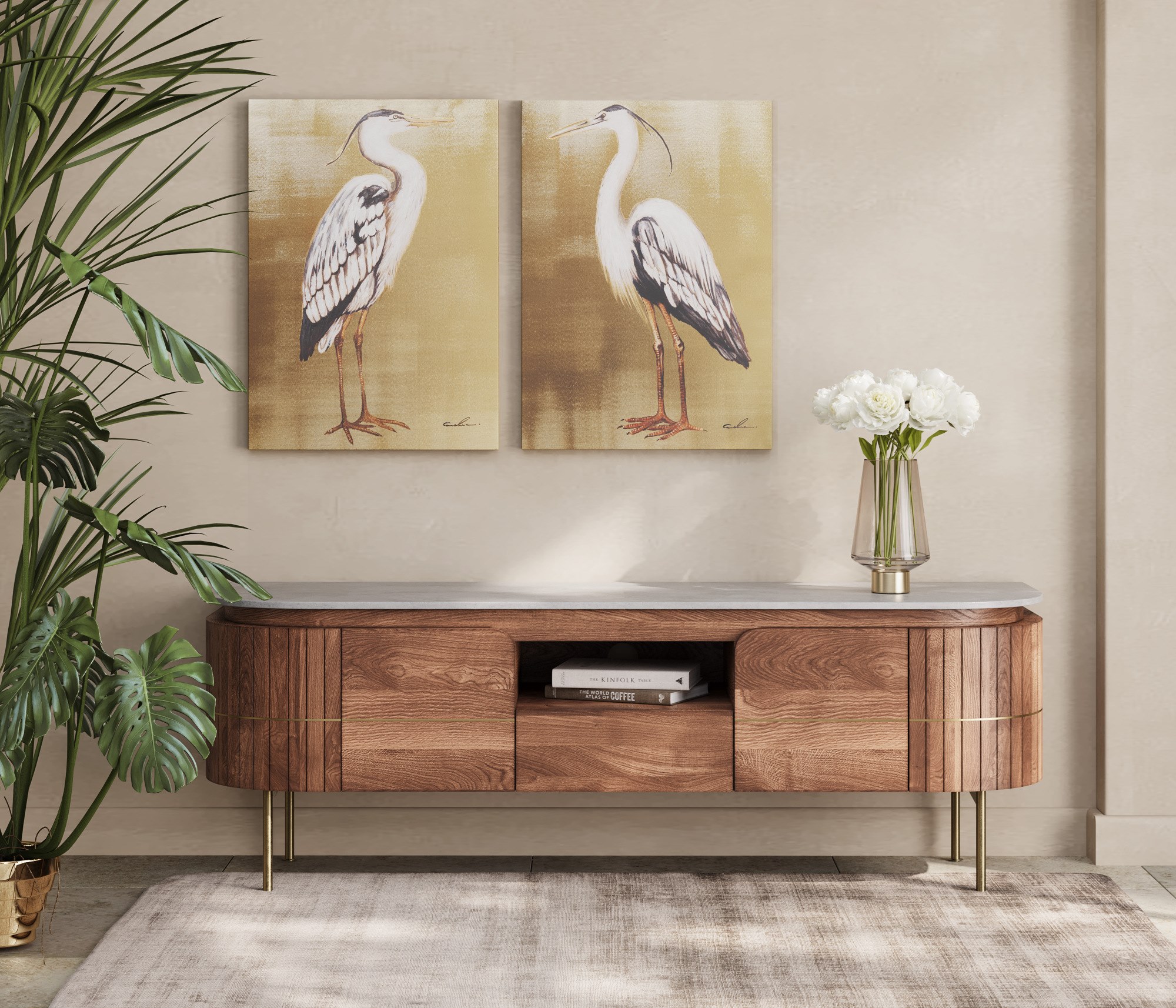 GRACE Low solid wood TV cabinet with doors By KARE Design