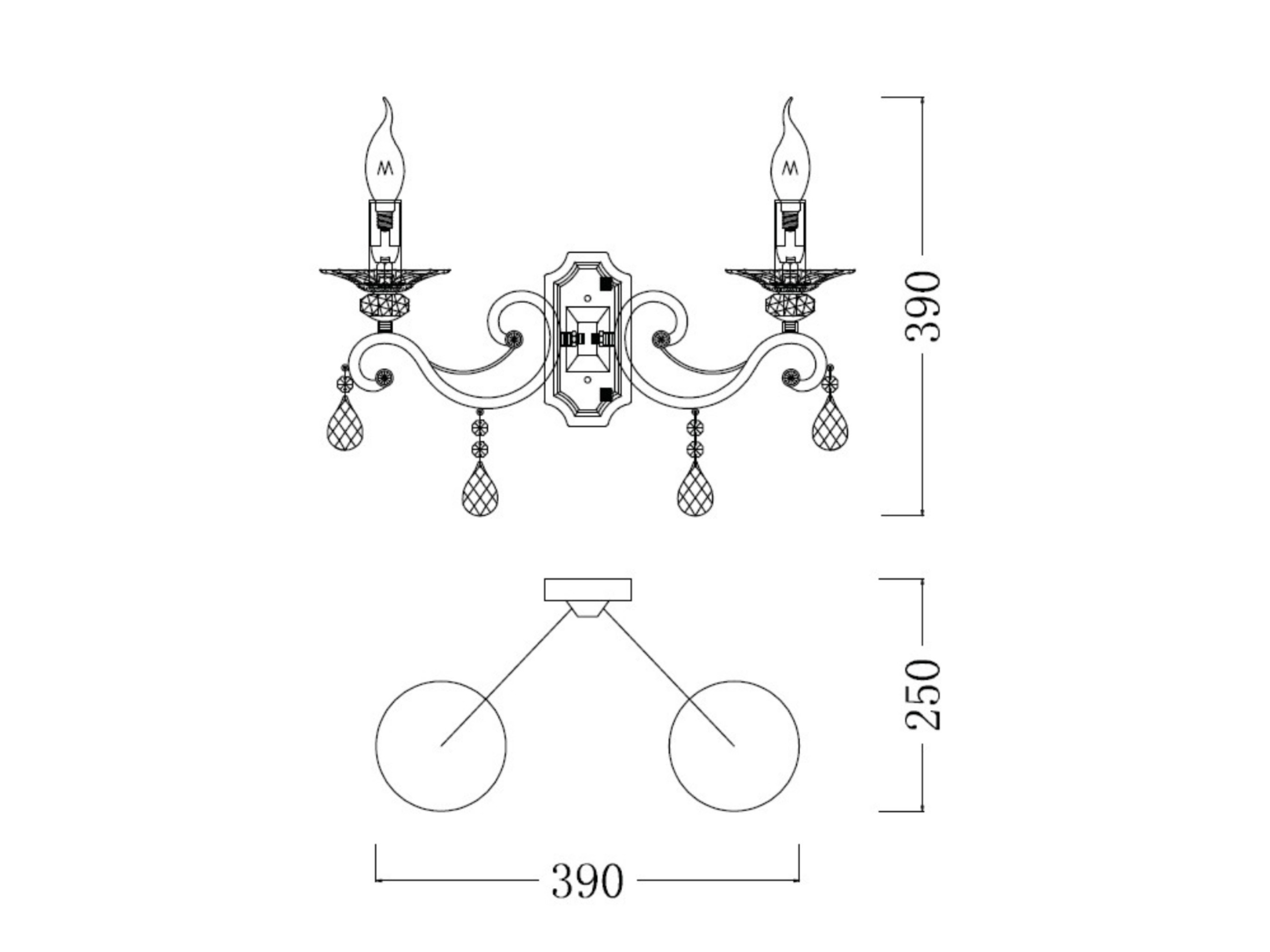GRACE Metal wall lamp with crystals By MAYTONI