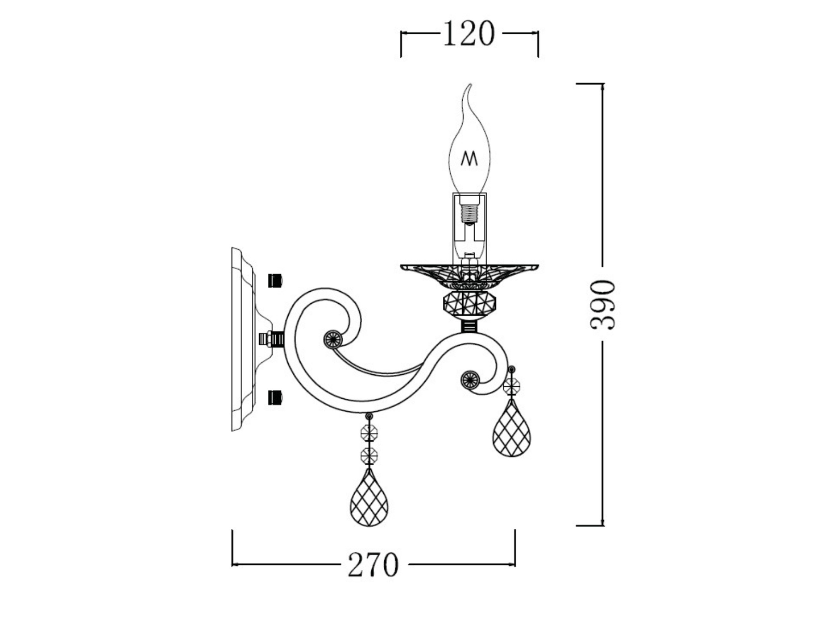 GRACE Metal wall lamp with crystals By MAYTONI