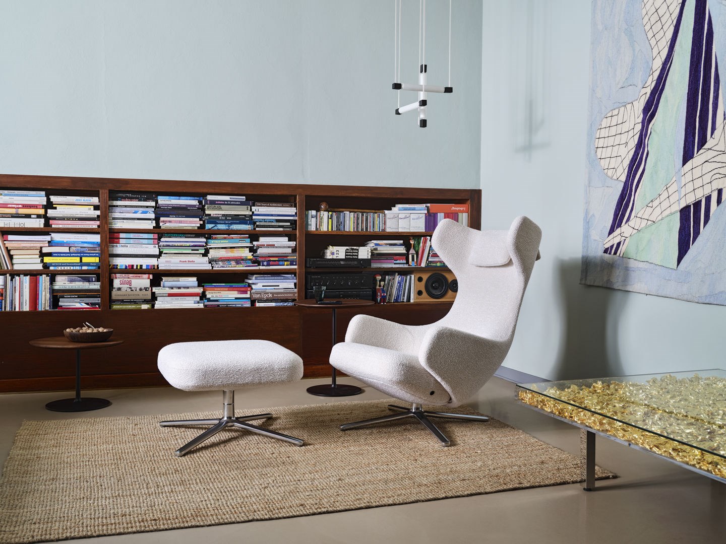 REPOS & GRAND REPOS Swivel recliner armchair with footstool By Vitra ...