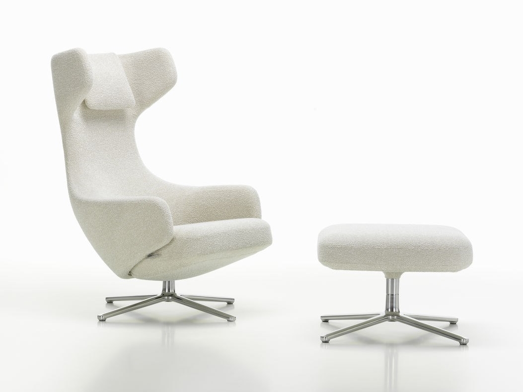 REPOS & GRAND REPOS Swivel recliner armchair with footstool By Vitra ...