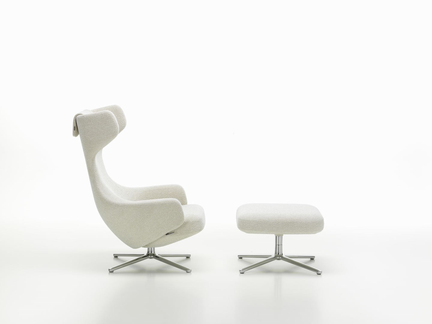 REPOS & GRAND REPOS Swivel recliner armchair with footstool By Vitra ...