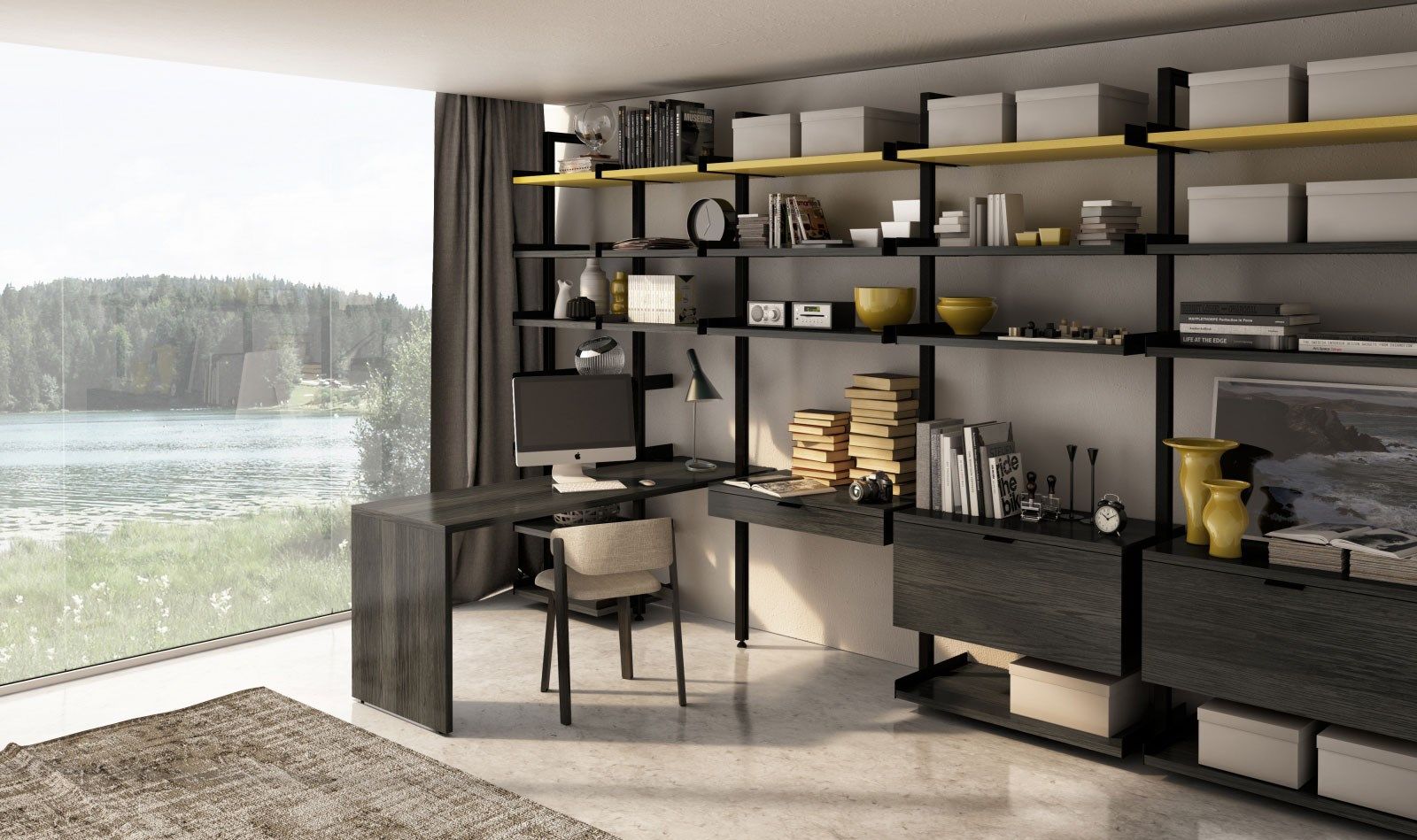GRAVITY | Storage wall with secretary desk Gravity Collection By Huppé ...