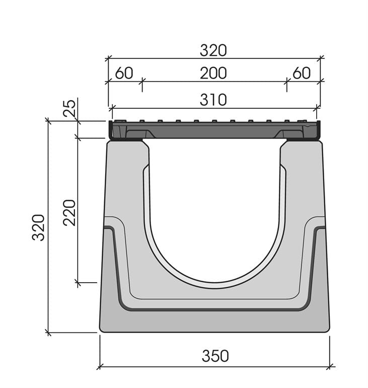 CANALE BIG I 200 H320 | Élément et canal de drainage Élément et canal ...