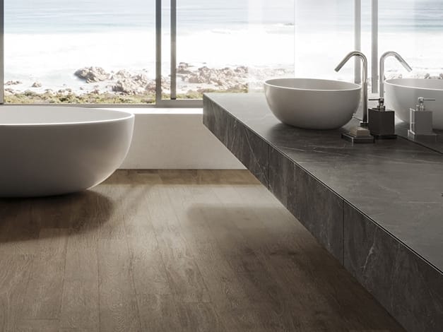 GREY STONE Porcelain stoneware wall tiles with marble effect By Atlas Plan