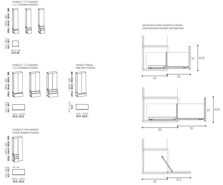 GRID | Sectional wardrobe Grid Collection By Caccaro