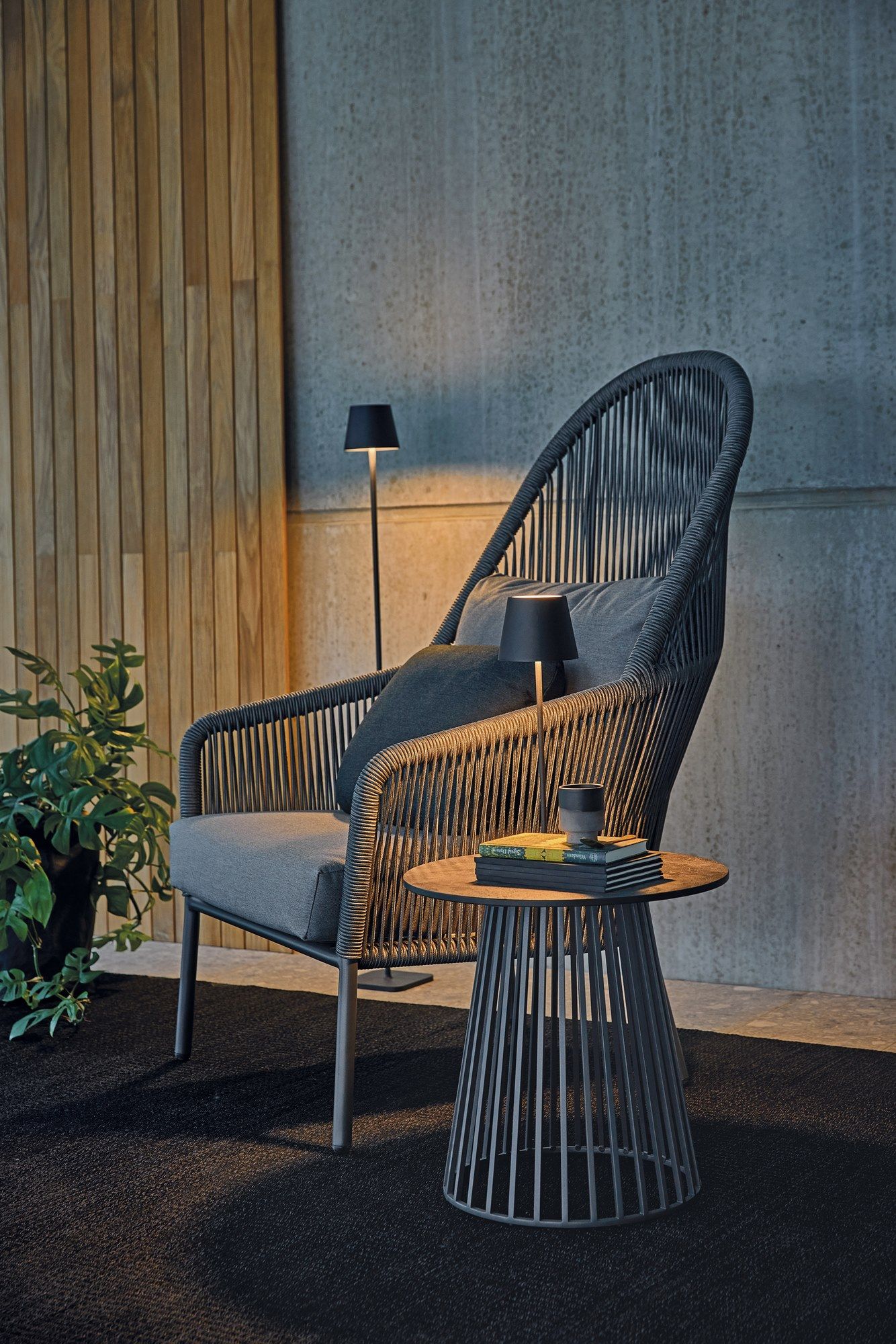 GRID Round teak garden side table By solpuri | design Karsten Weigel