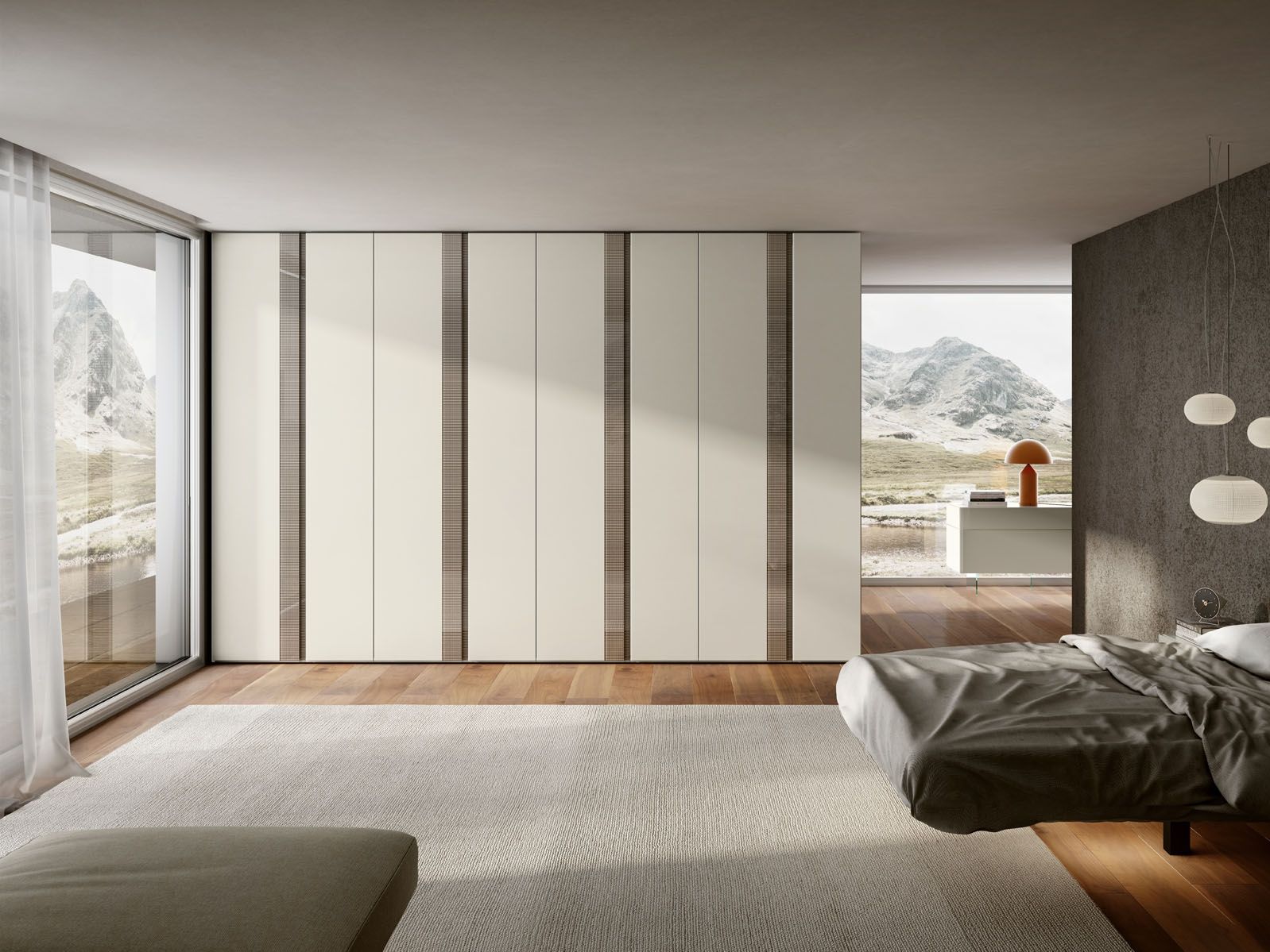 Sectional wooden wardrobe GROOVE By Lago design Daniele Lago