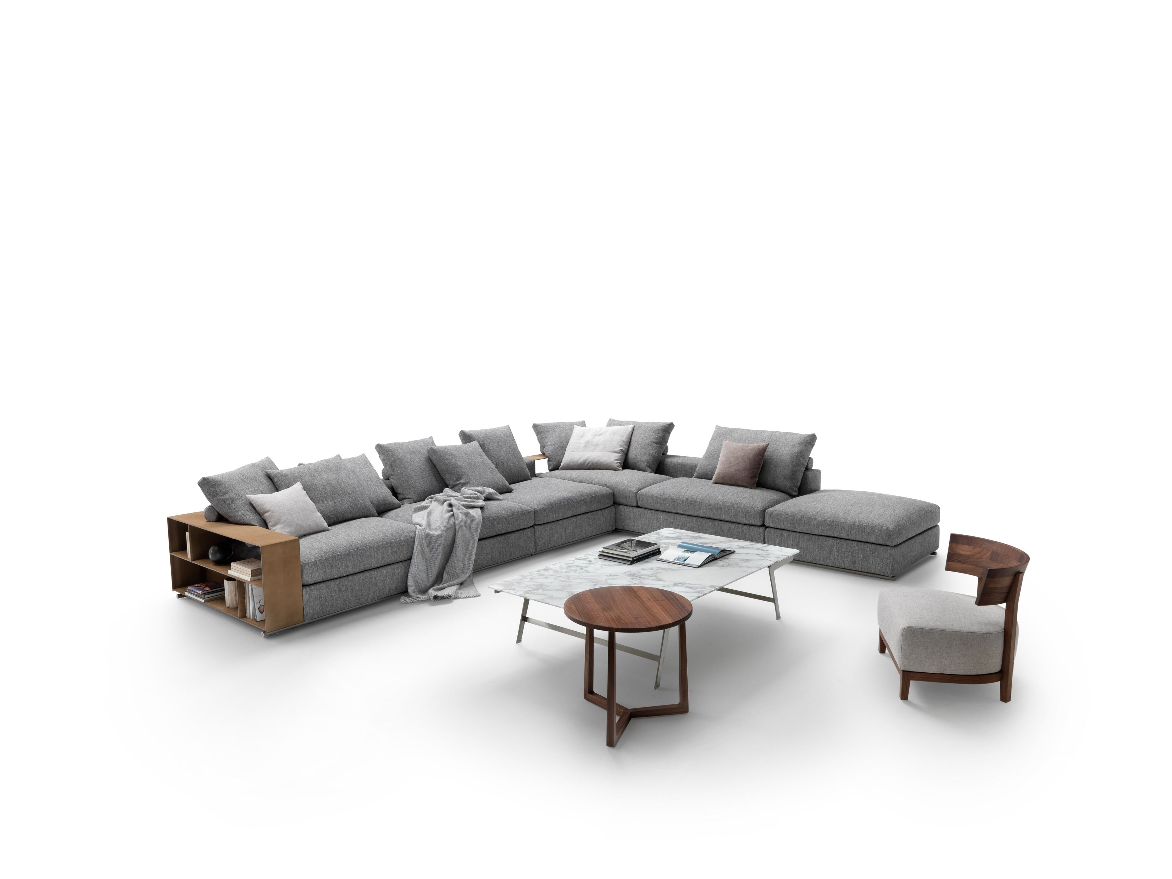 GROUNDPIECE Sectional fabric sofa with storage space By Flexform ...