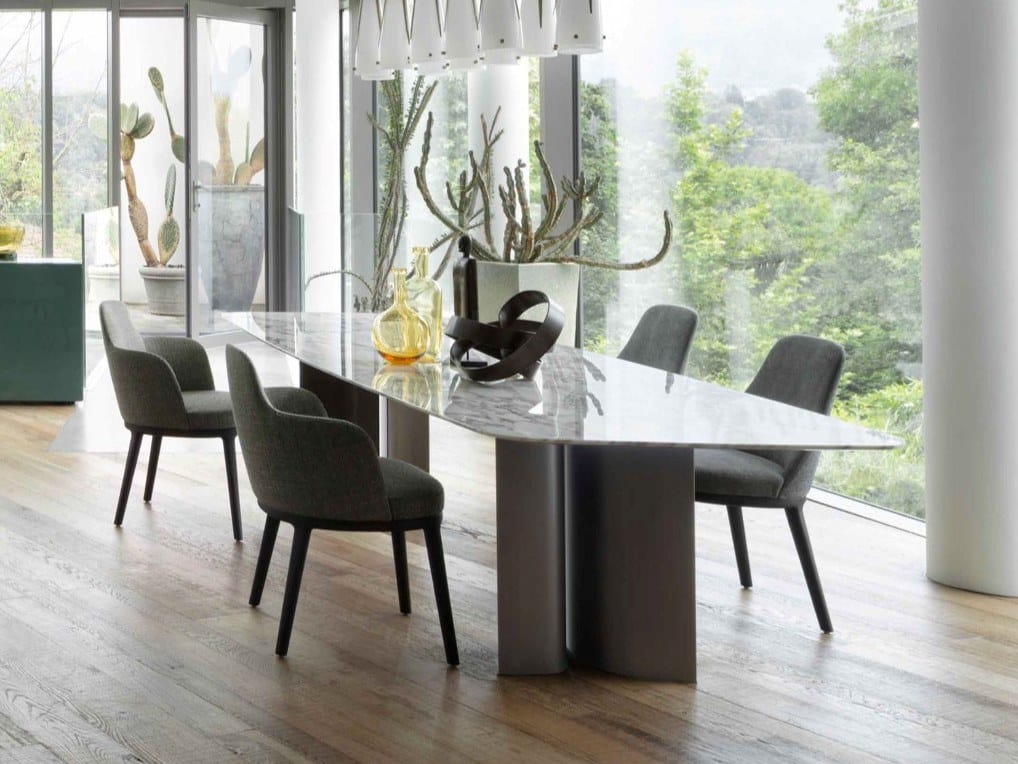 GULLWING Rectangular reconstructed stone table By Lema | design Gabriele & Oscar Buratti