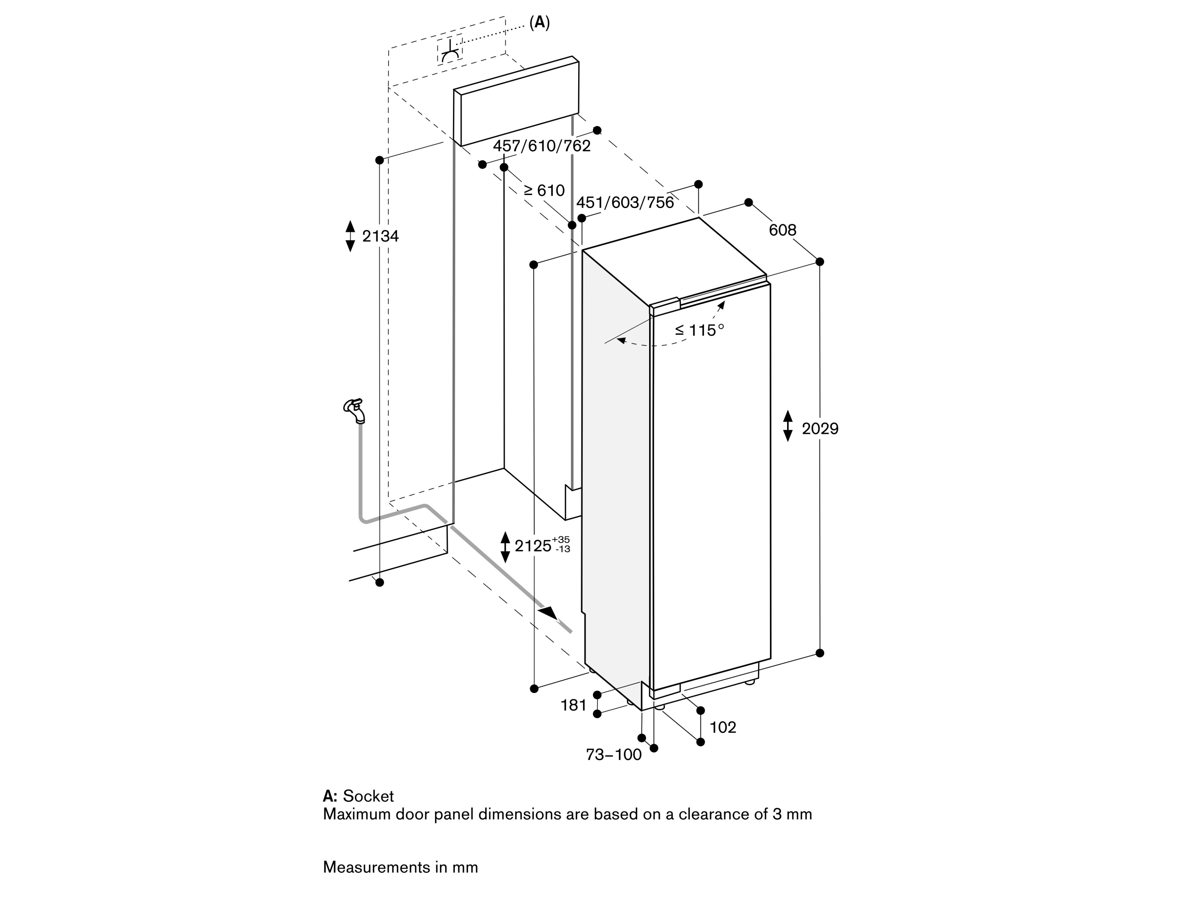 RF461306 Built-in vertical freezer By Gaggenau