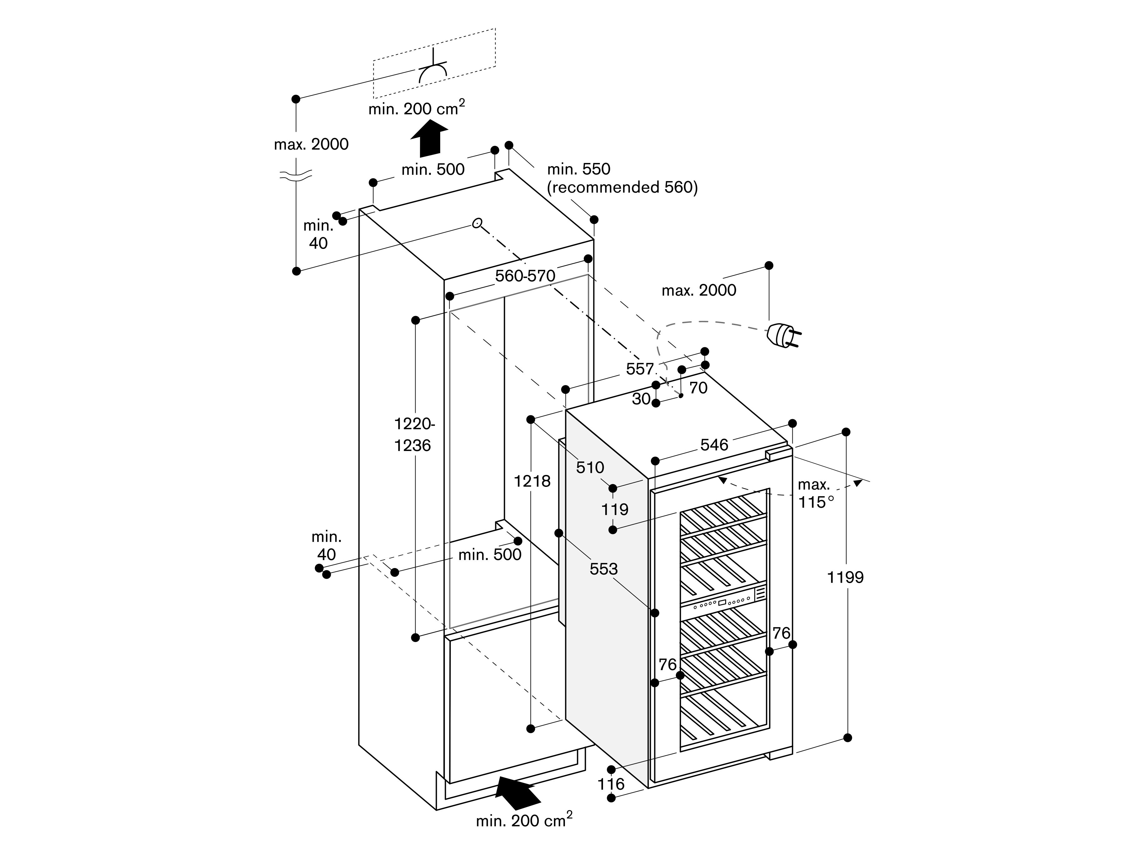 RW222263 Built-in wine cooler with glass door By Gaggenau