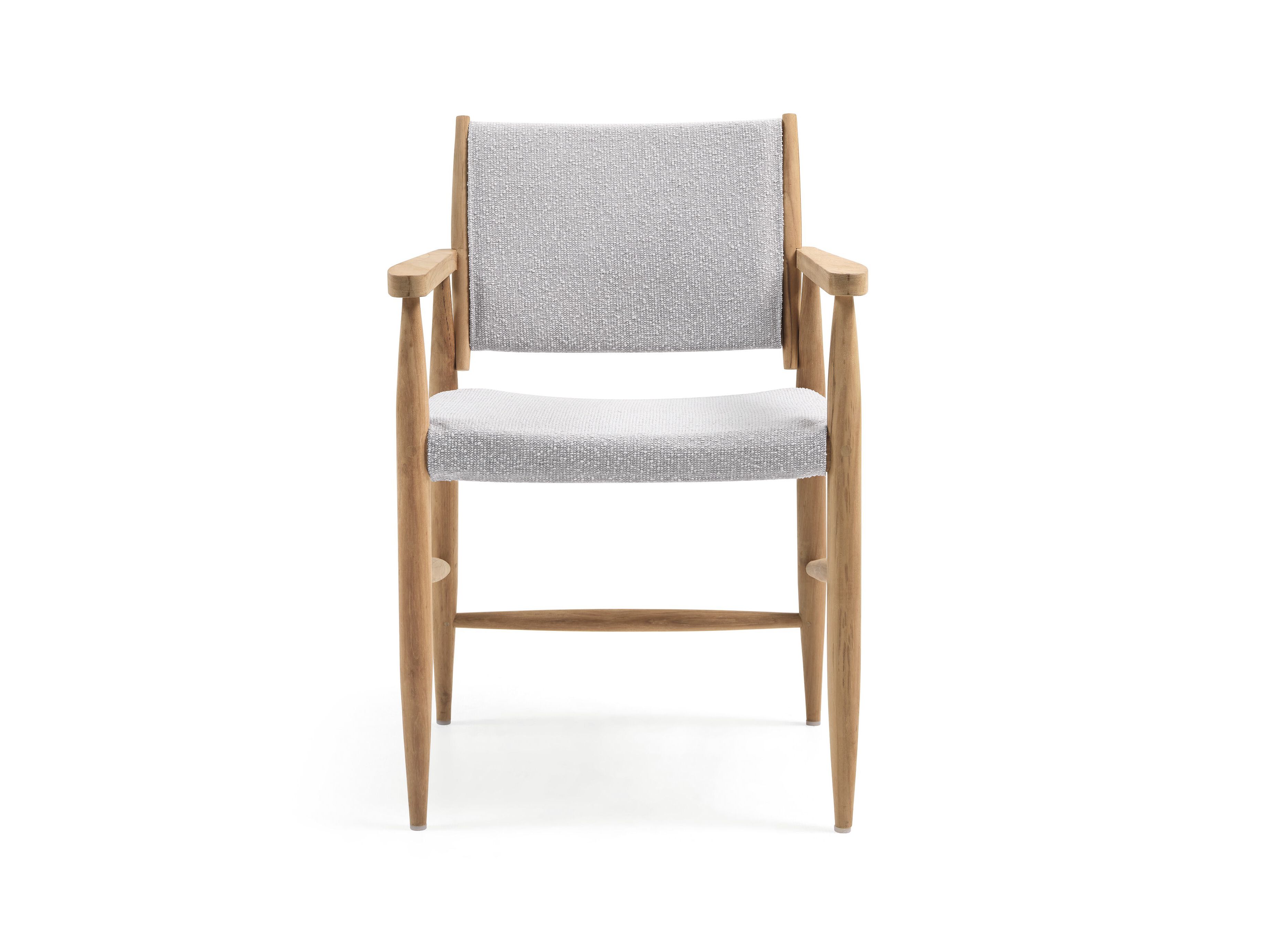 EIDOS 24 Upholstered teak garden chair with armrests By Gervasoni