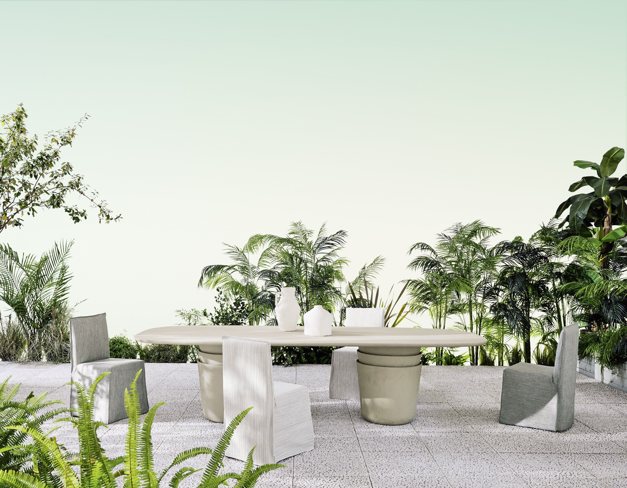 KASANE 31 Clay garden table By Gervasoni | design Nendo