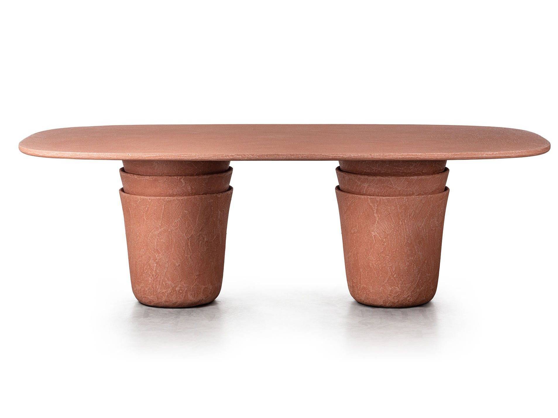 KASANE 33 Rectangular clay garden table By Gervasoni | design Nendo