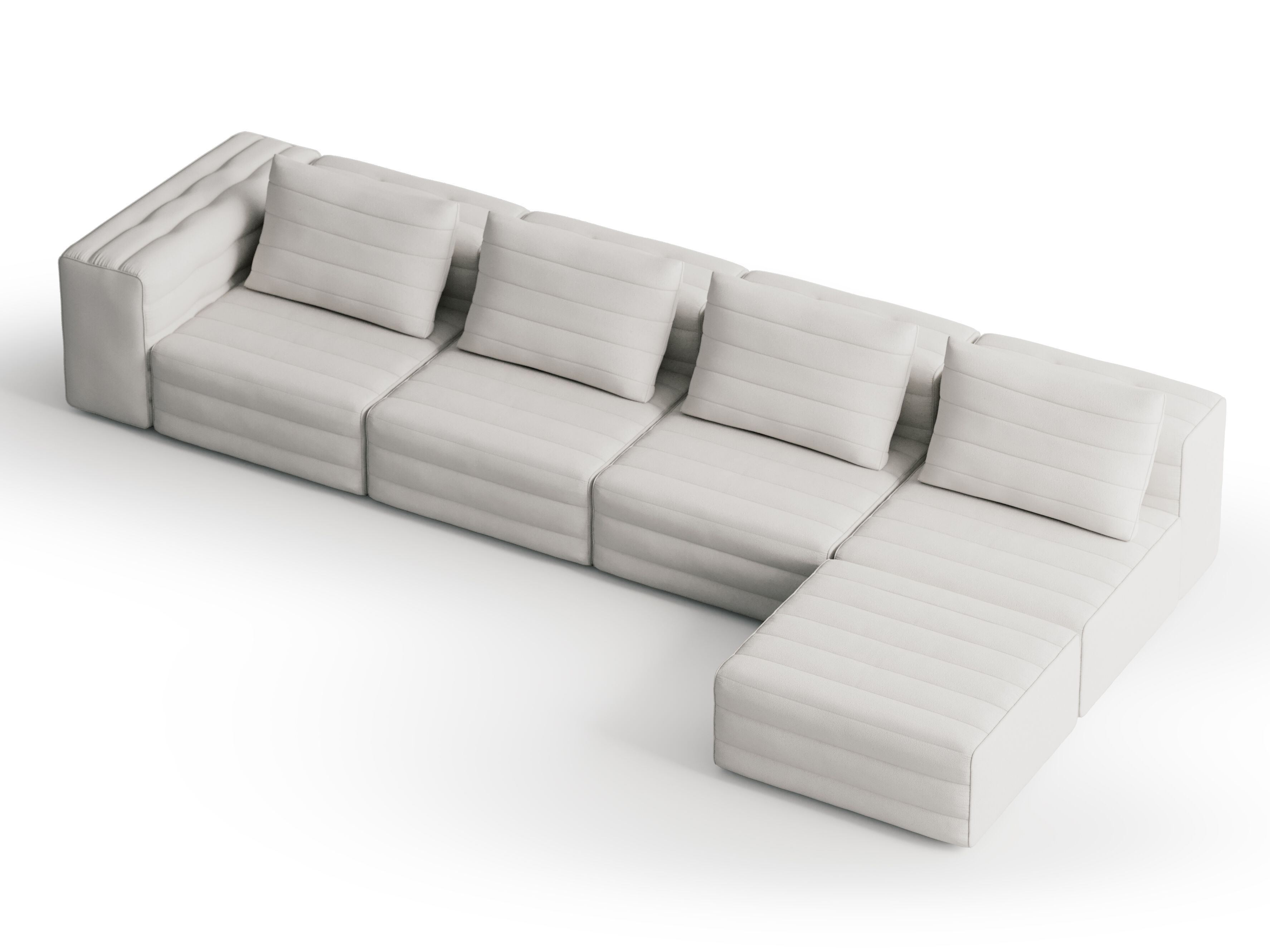 SAMET H 4 seater modular fabric sofa with chaise longue By Gervasoni