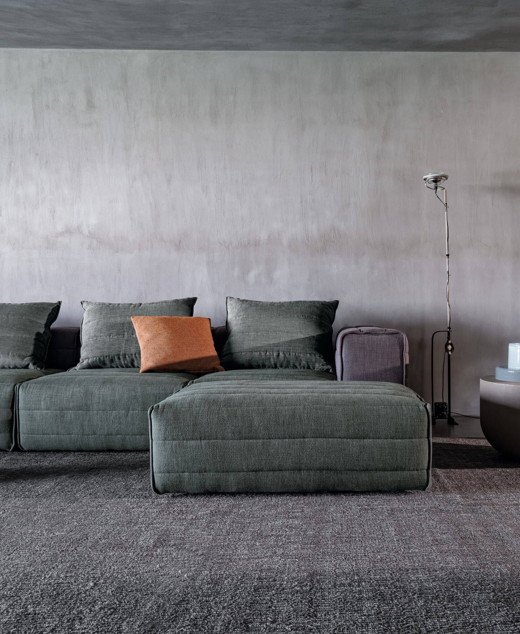 SAMET I Corner and modular 5 seater fabric sofa By Gervasoni