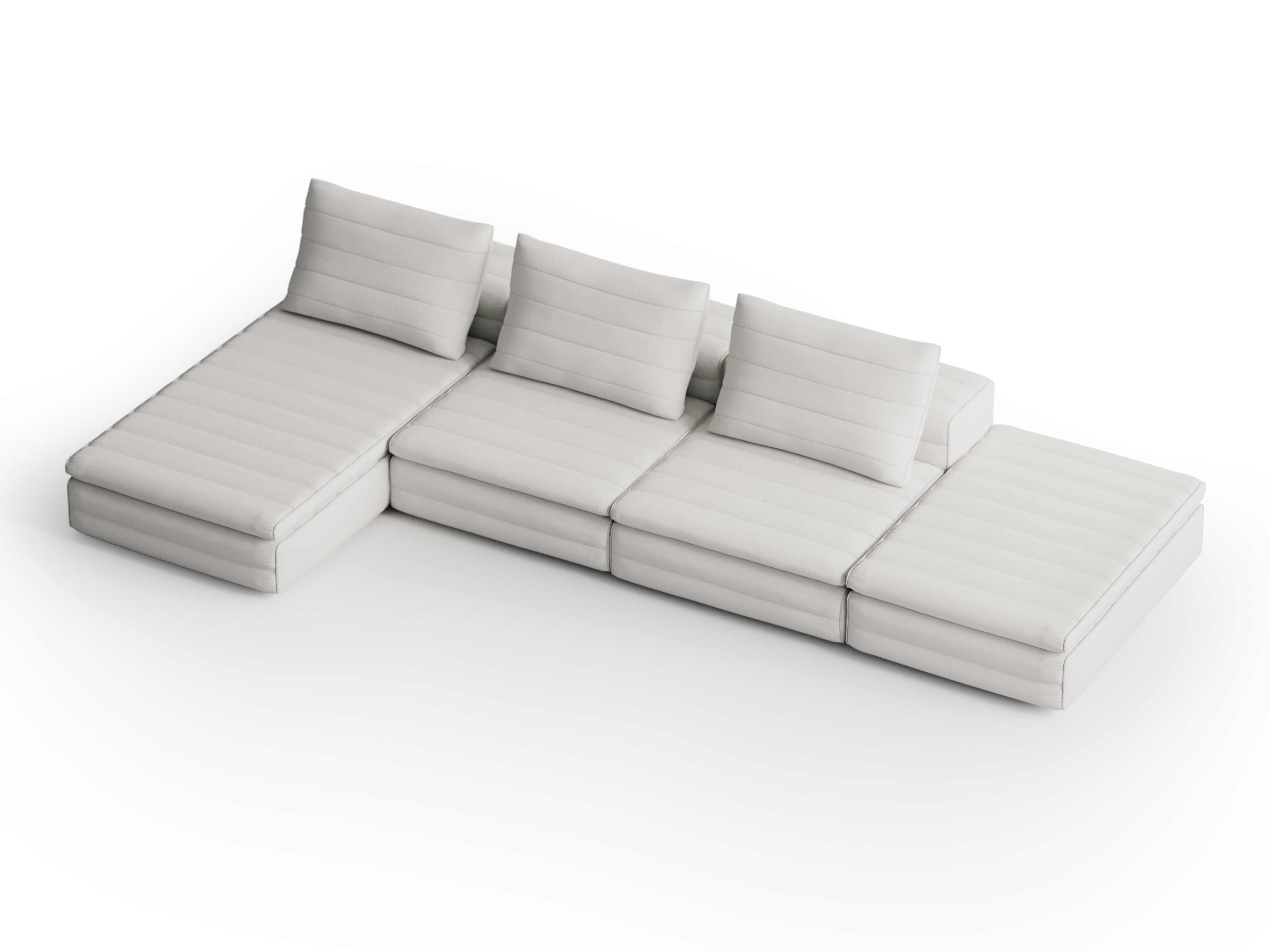 SAMET LOW B Modular 4 seater fabric sofa with chaise longue By Gervasoni