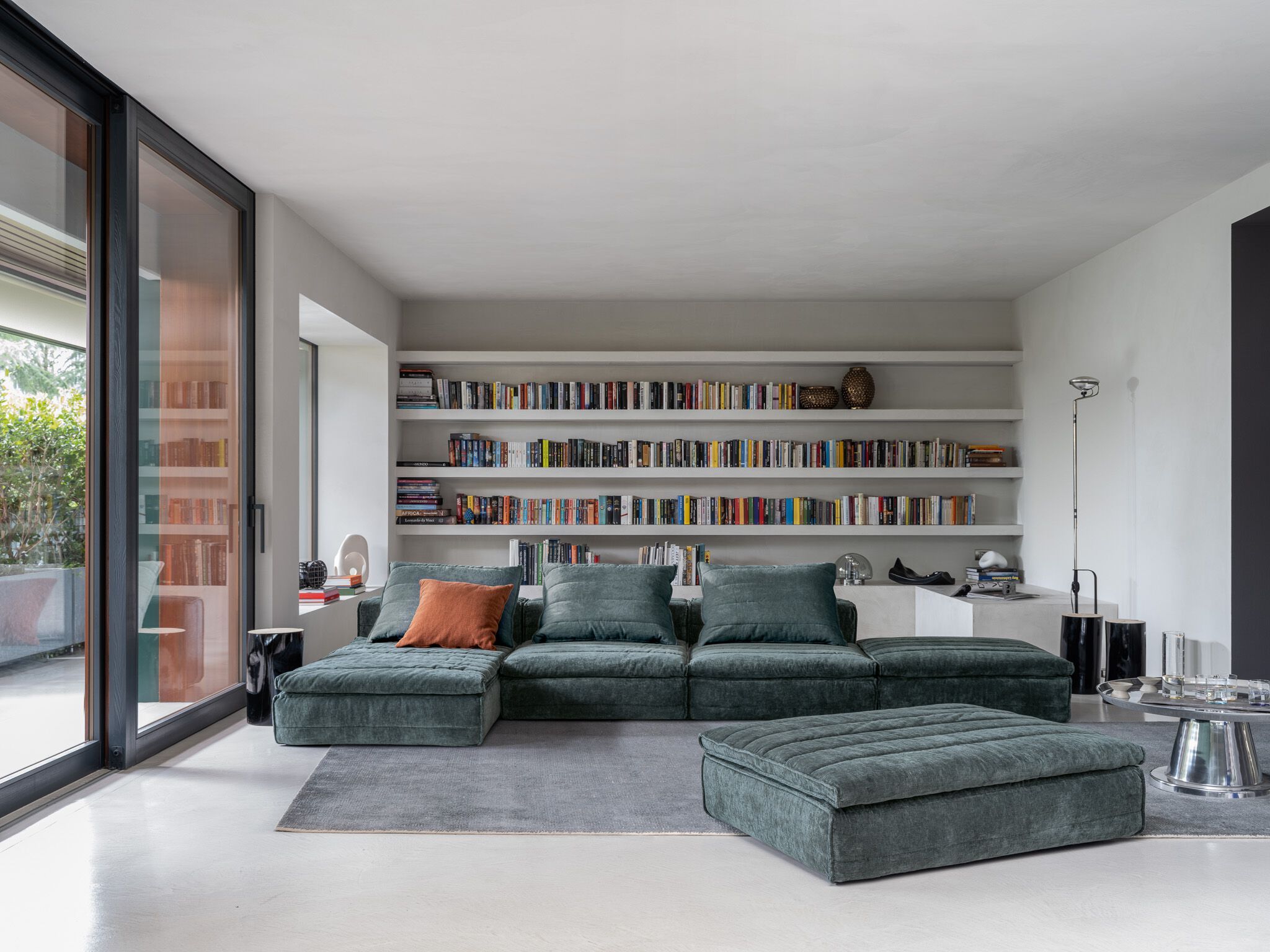 SAMET LOW B Modular 4 seater fabric sofa with chaise longue By Gervasoni