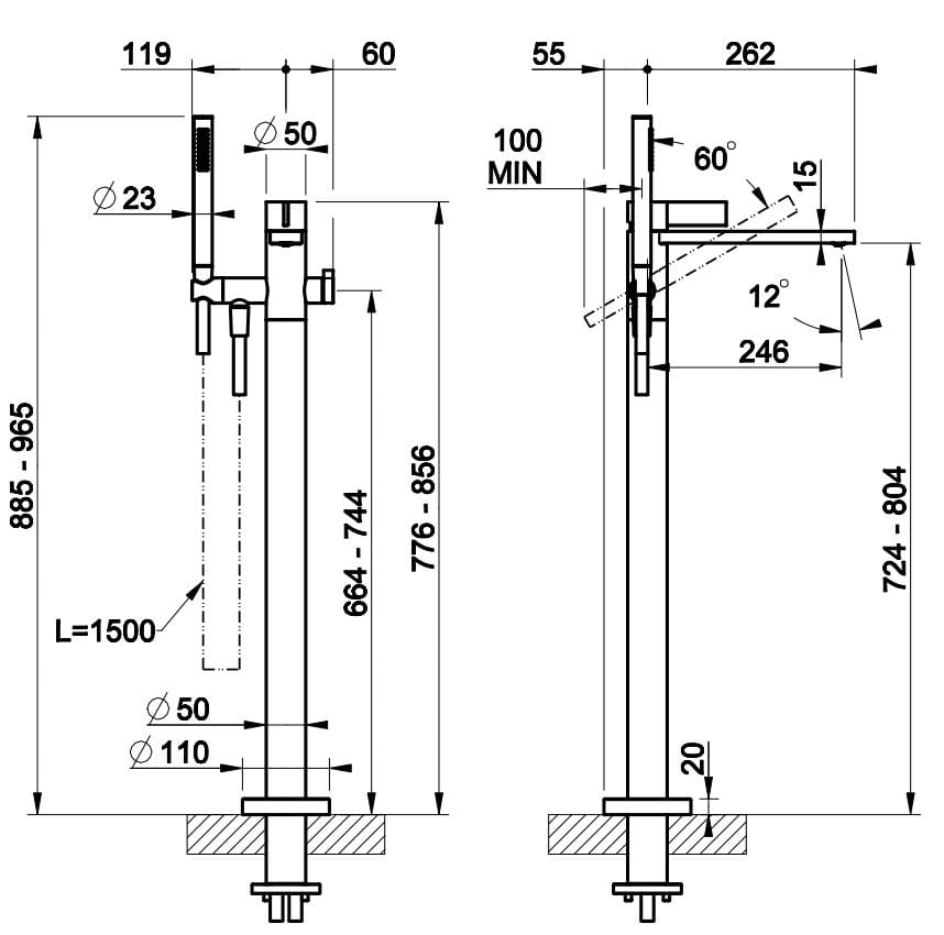 INVERSO RIGATO Bathtub tap By Gessi