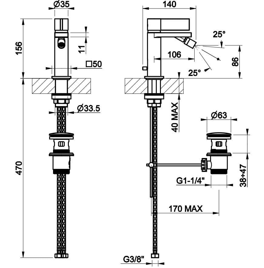 INVERSO RIGATO Bidet tap By Gessi