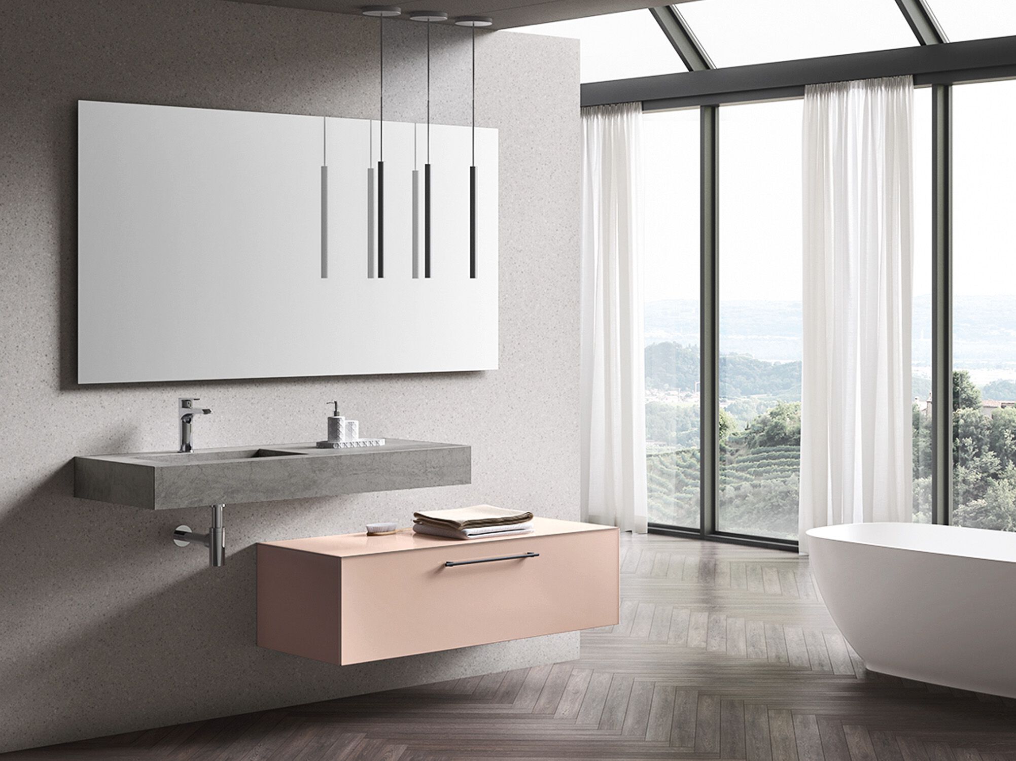 ECLIPSE ECL03 Mobile bagno sospeso con cassetti By Gruppo Geromin
