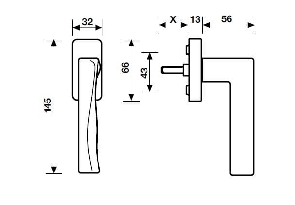 H 376 GIANCARLO VEGNI | VALLI - FUSITAL Brass window handle on back ...