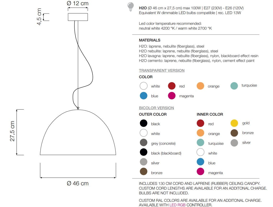 Direct light Nebulite® pendant lamp H2O NEBULITE By In-es.artdesign