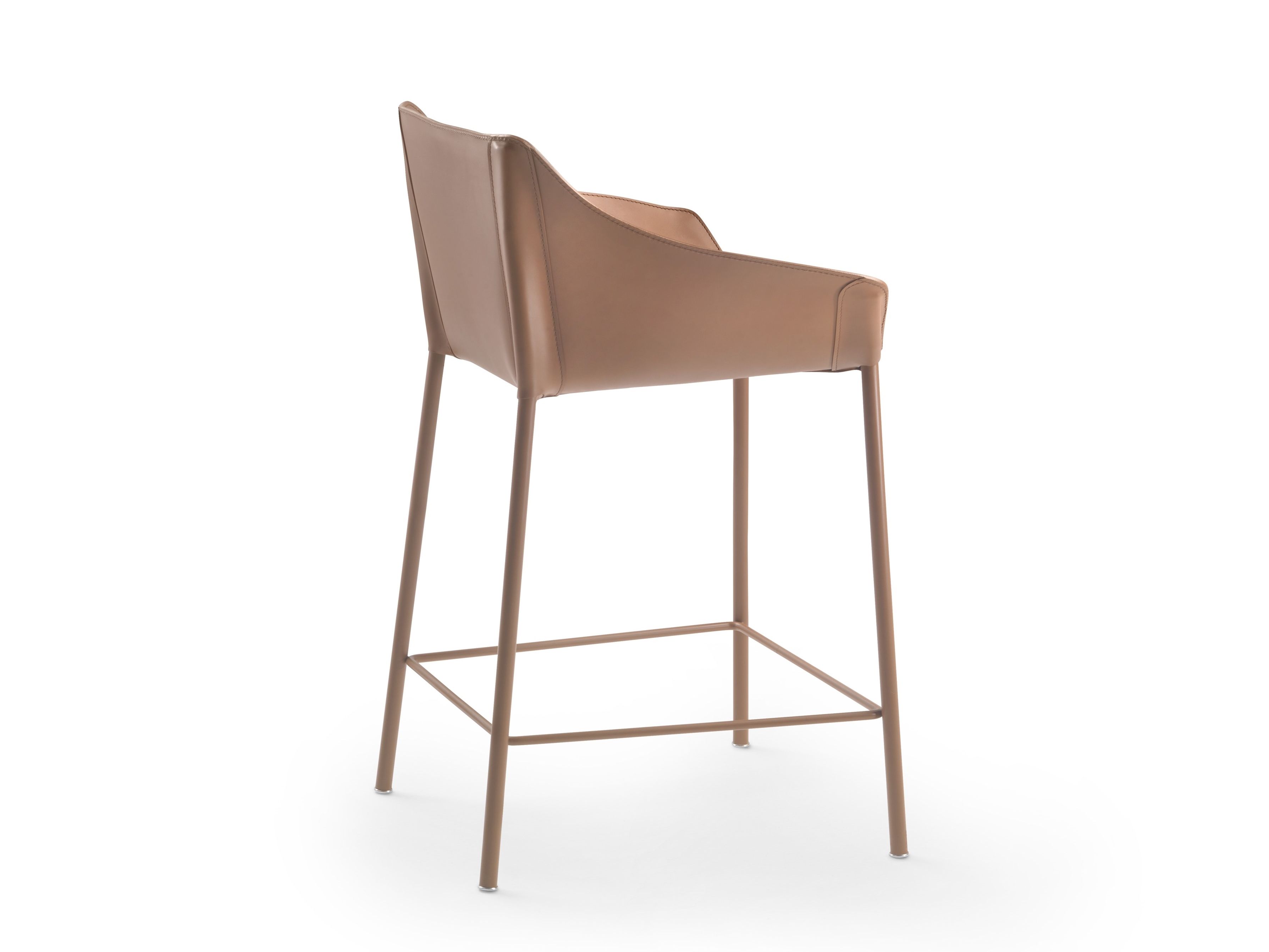 HAIKU High tanned leather stool with footrest By Flexform | design Christophe Pillet