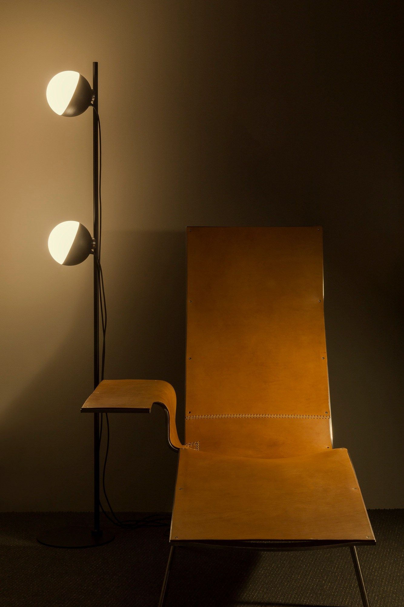 LED direct-indirect light reading steel floor lamp HALF 6742+4777 By ...