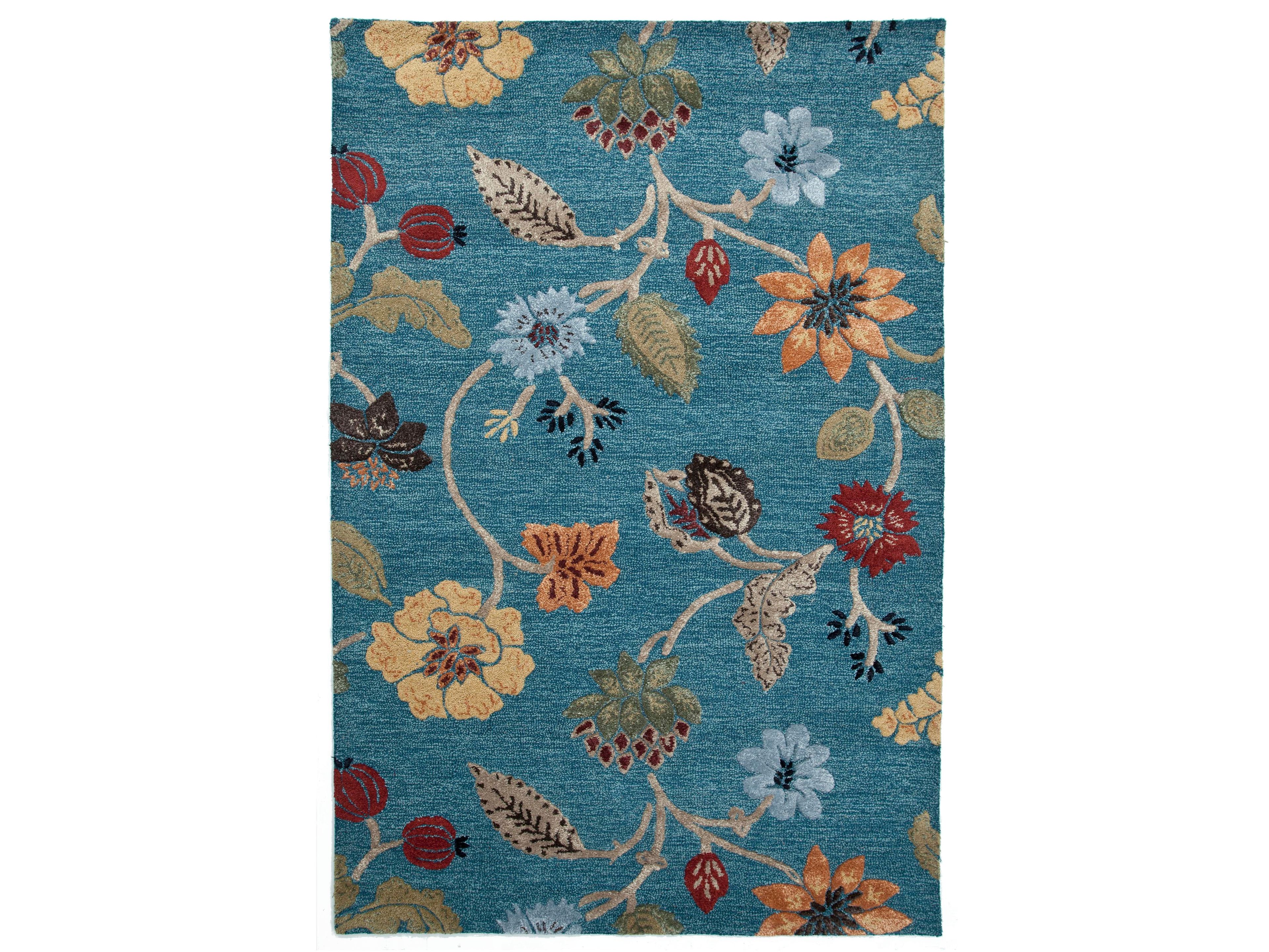 HANA TAQ-104 Peacock Blue/Marigold Handmade rug By Jaipur Rugs