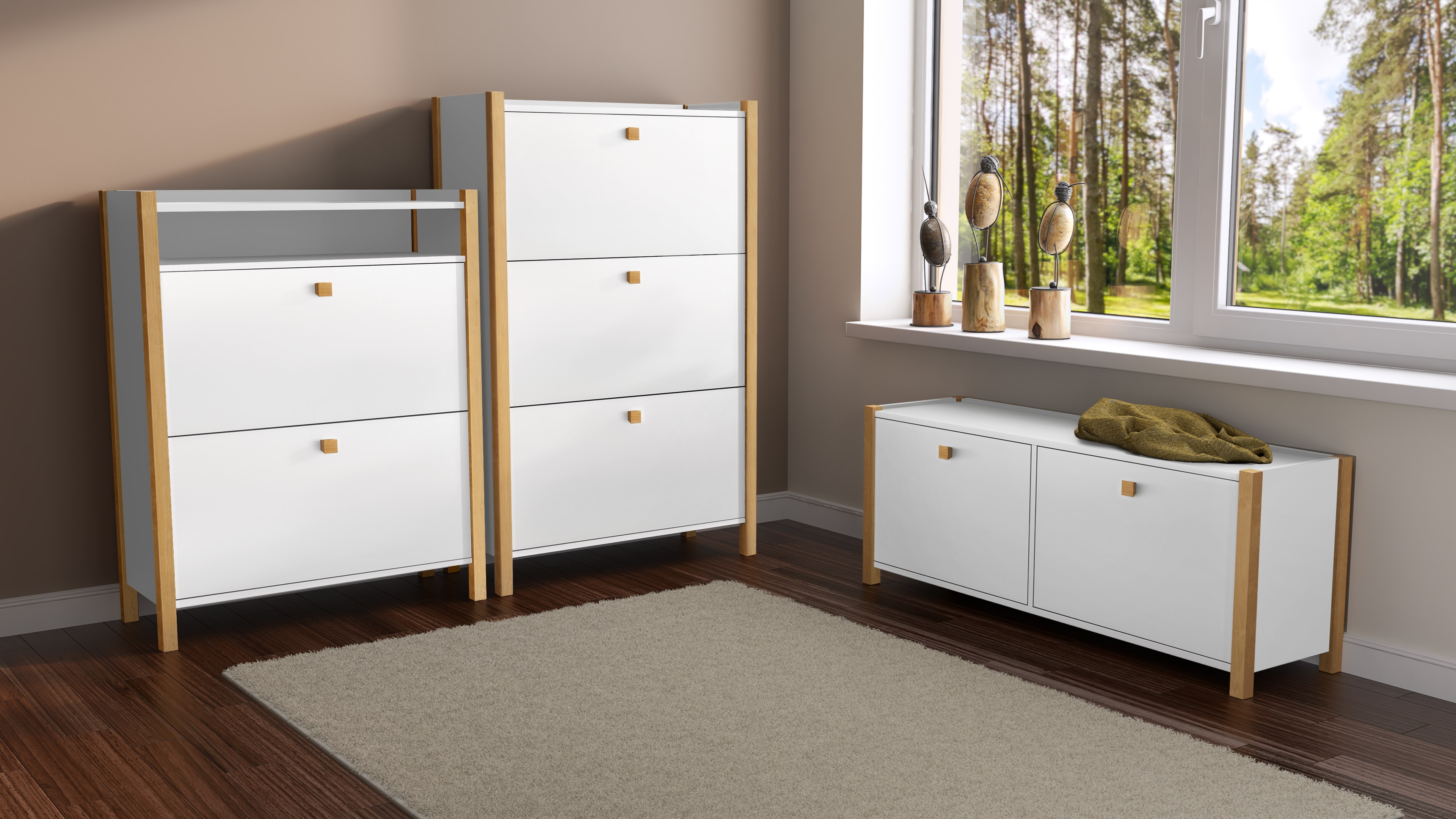 HANNOVER | Melamine-faced chipboard shoe cabinet By Woodman