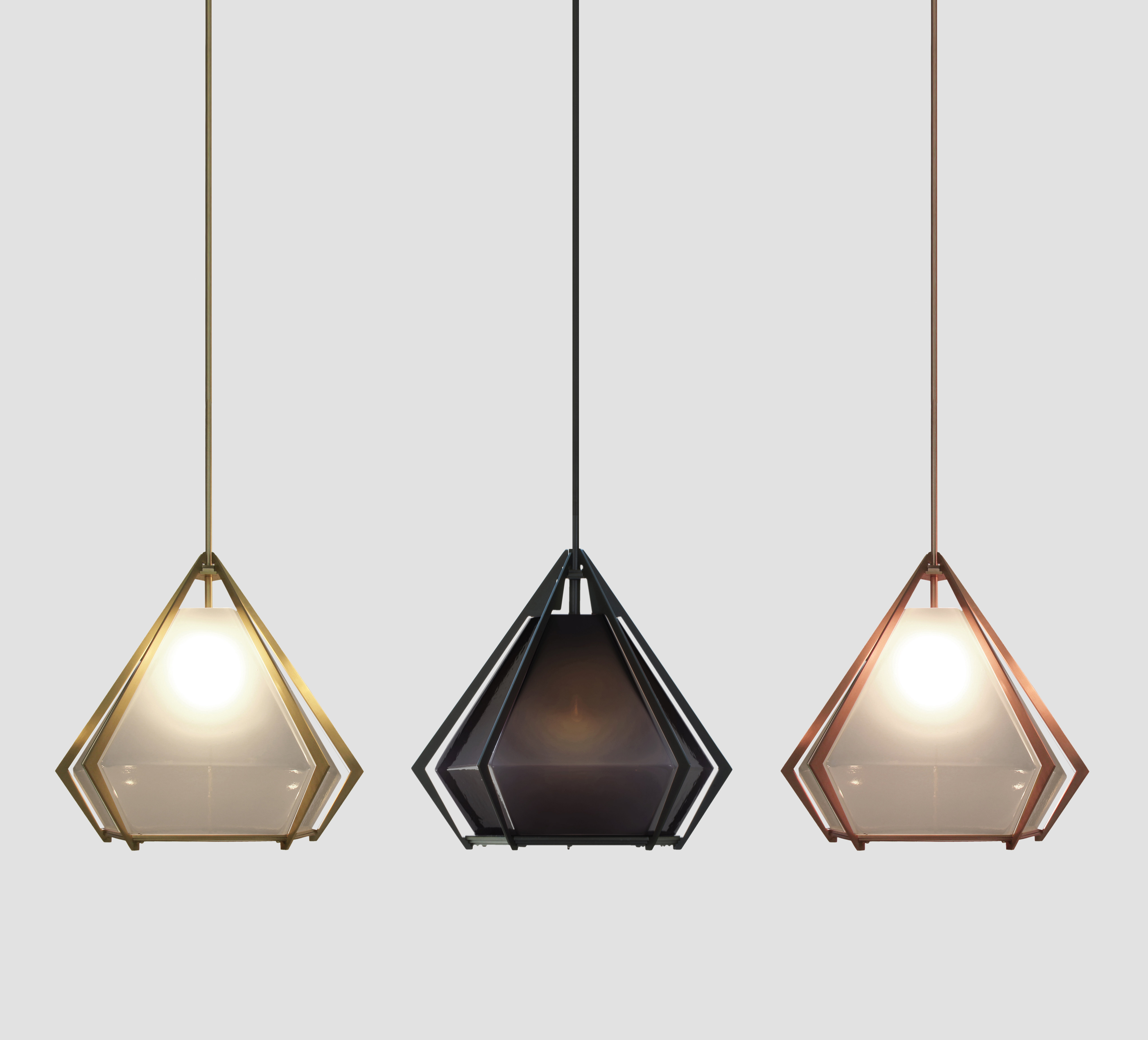 HARLOW LED glass and steel pendant lamp By GABRIEL SCOTT