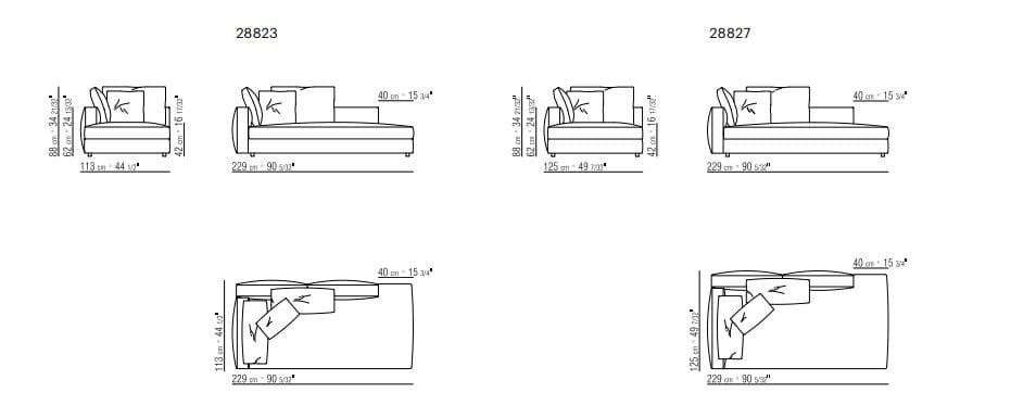 HARPER | Sofa with chaise longue Harper Collection By Flexform design Antonio Citterio